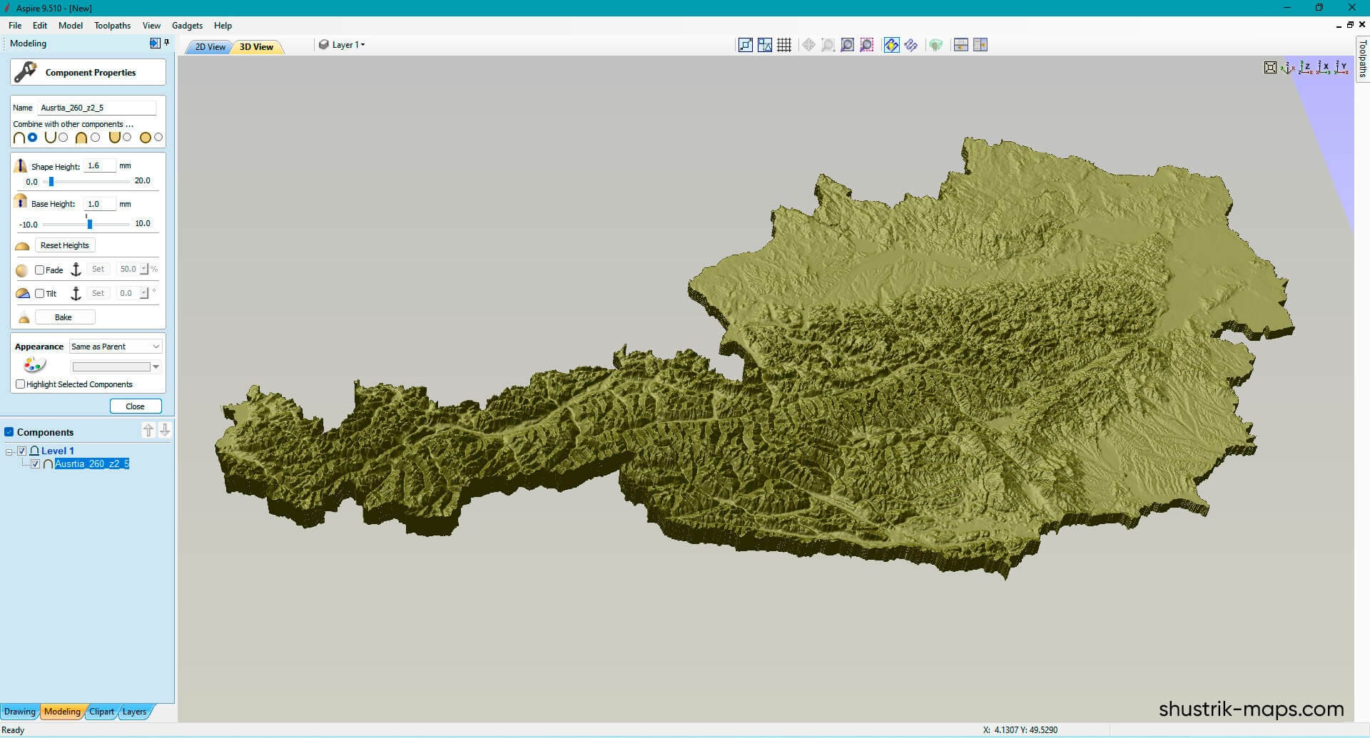 Austria Terrain for CNC, Printing and Design - 3D Print Model by Shustrik