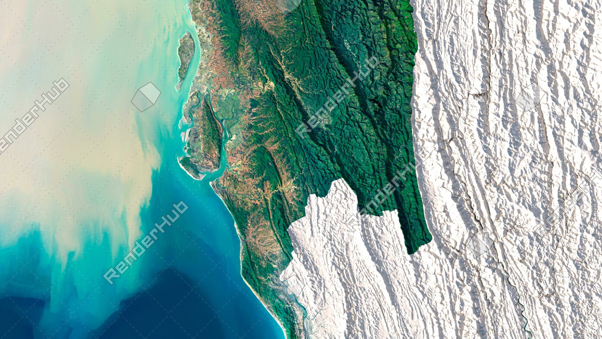Bangladesh 3D Map - Stock Image by Shustrik