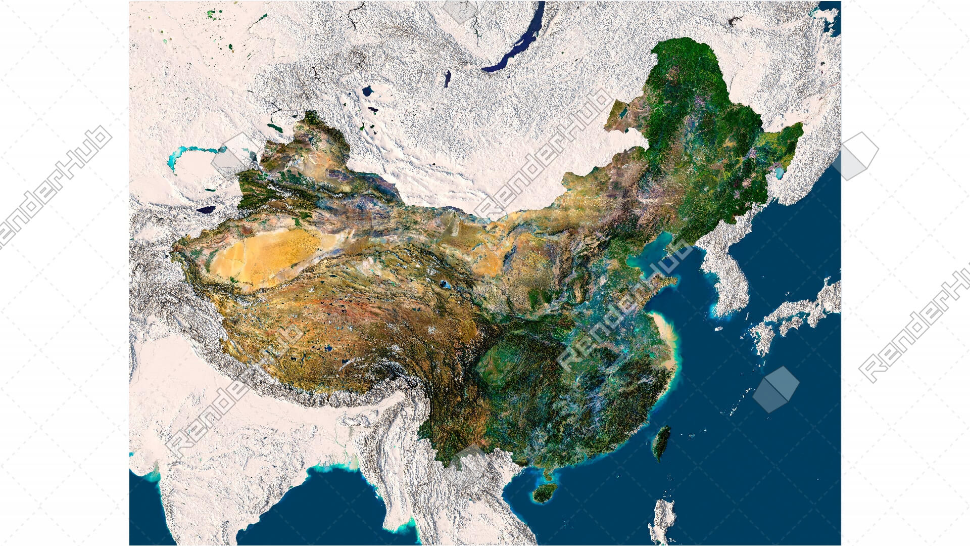 China 3D Map - Stock Image by Shustrik