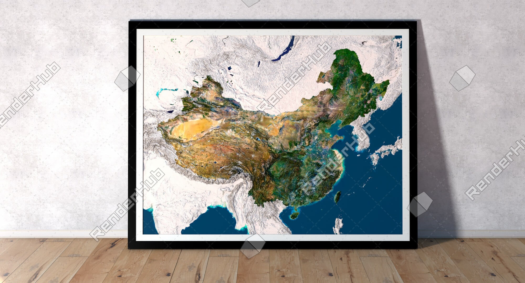 China 3D Map - Stock Image by Shustrik