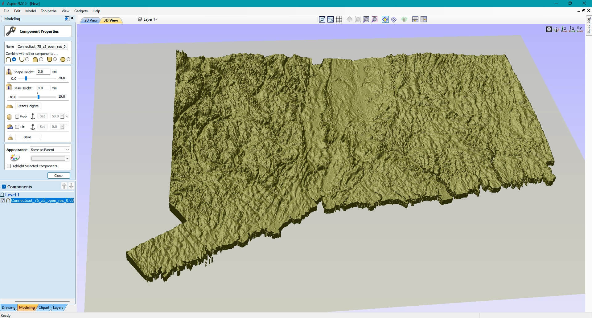 Connecticut Topographic Map Stl Model by Shustrik