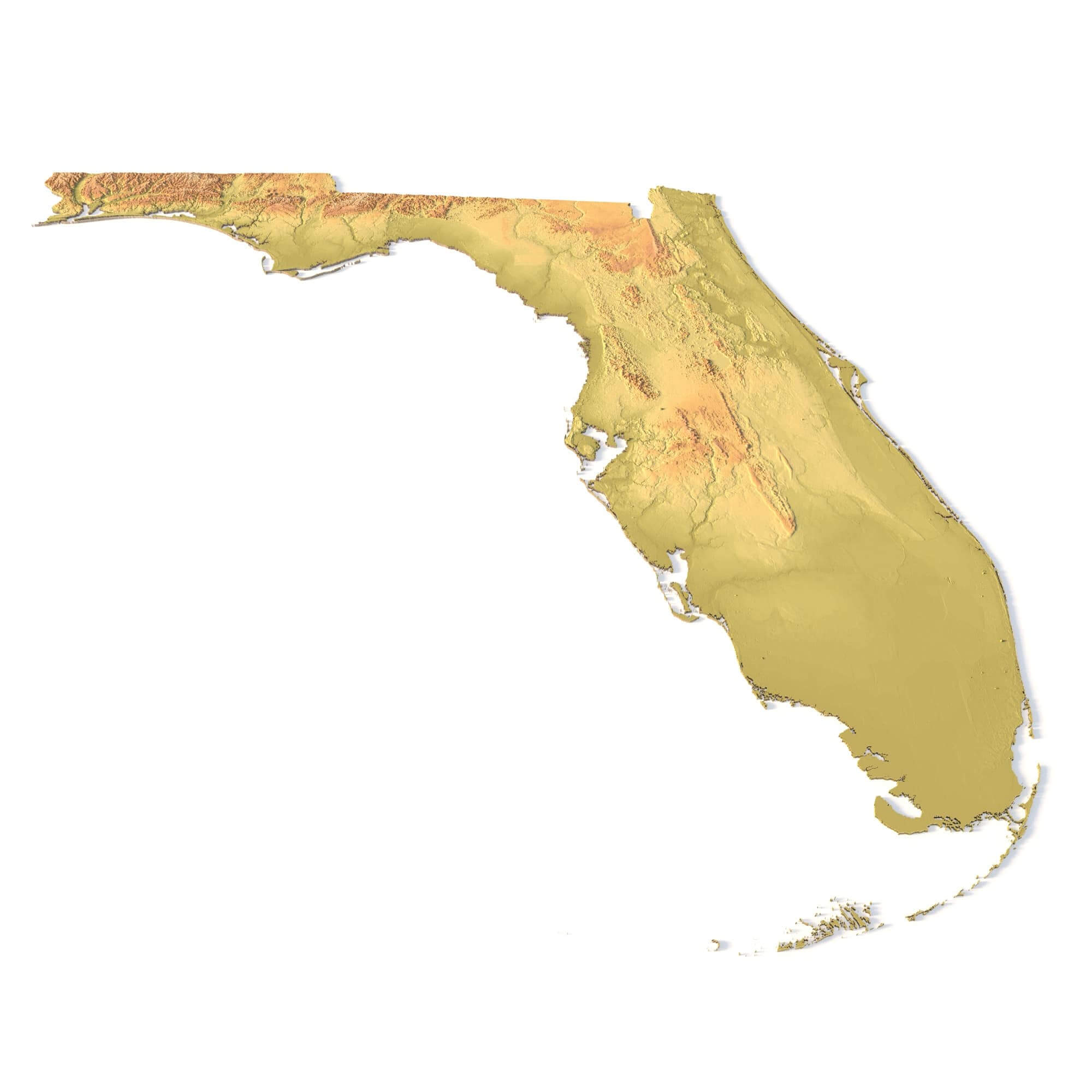 Florida Topographic Map Stl Model by Shustrik
