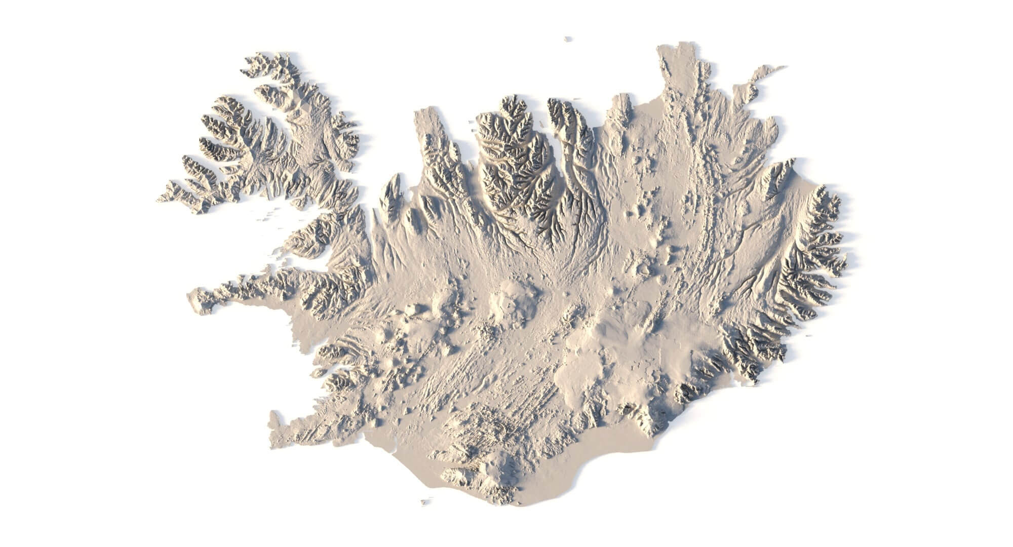 Iceland Terrain for CNC, Printing and Design - 3D Print Model by Shustrik