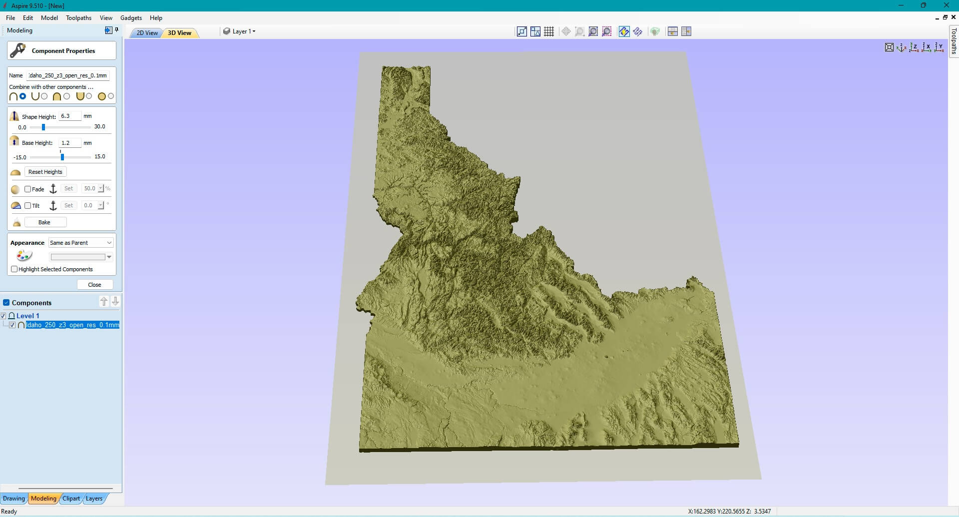 Idaho Topographic Map Stl Model by Shustrik