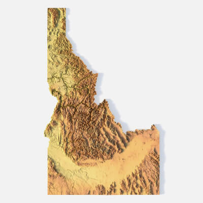 Idaho Topographic Map Stl Model by Shustrik