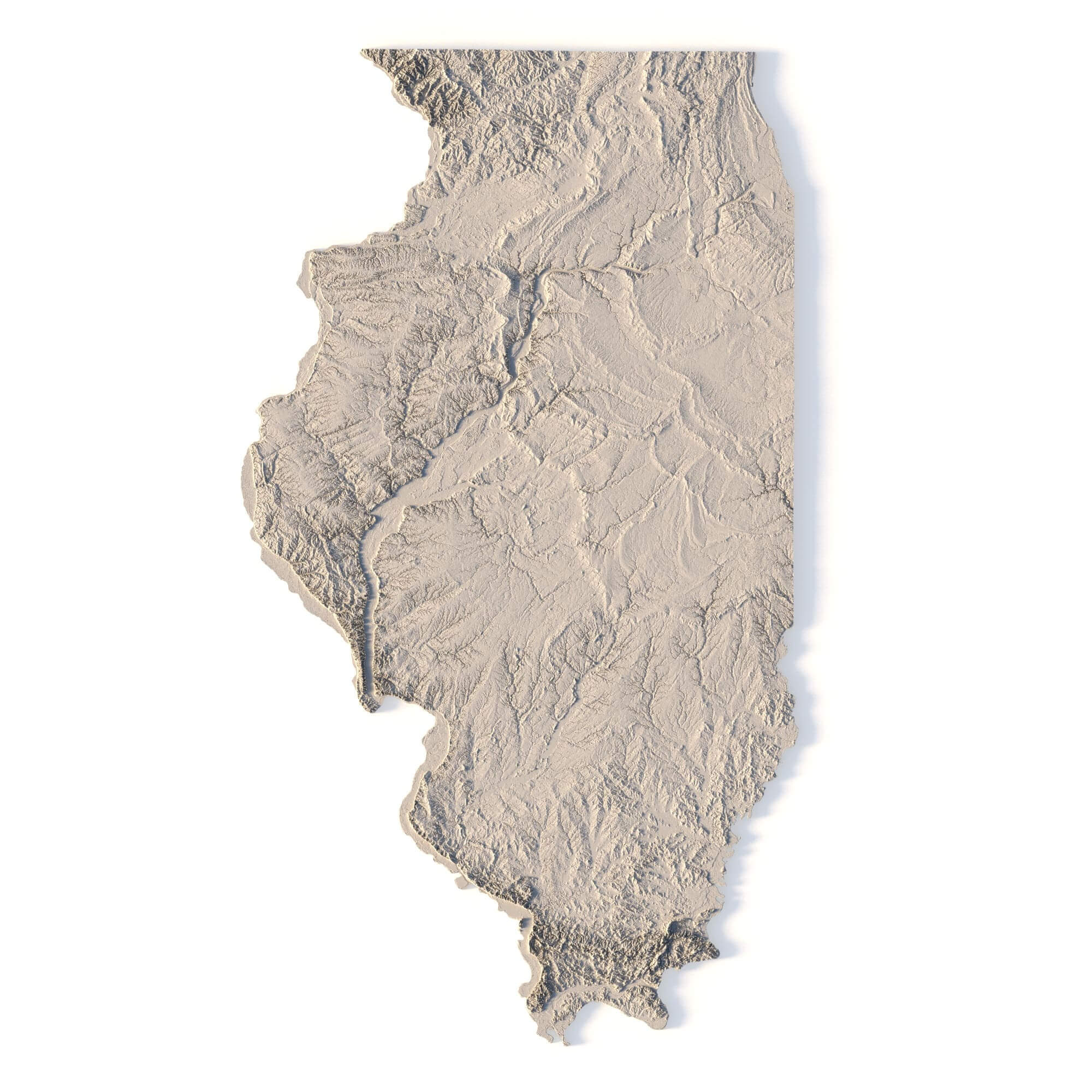 Illinois Topographic Map Stl Model by Shustrik