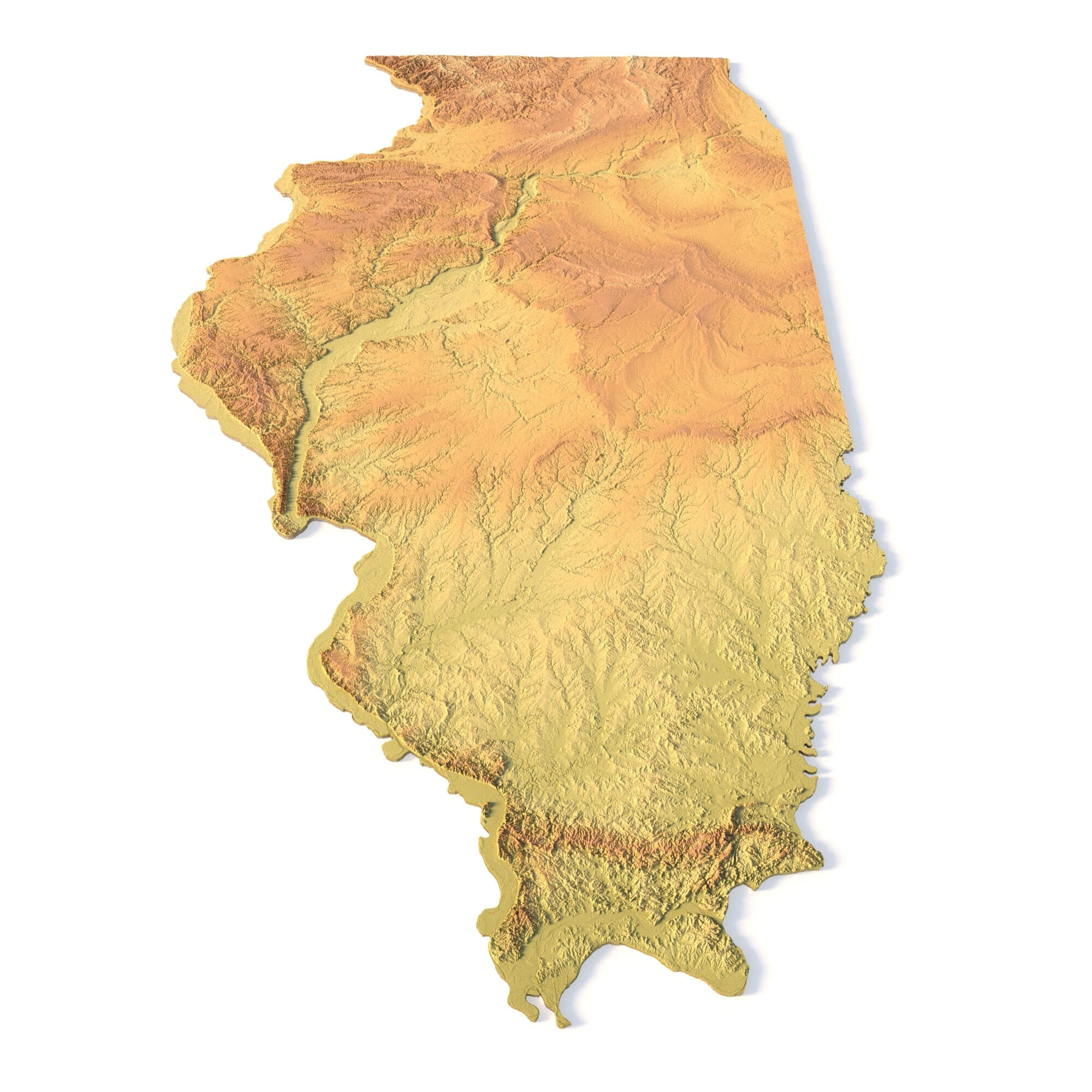 Illinois Topographic Map Stl Model by Shustrik