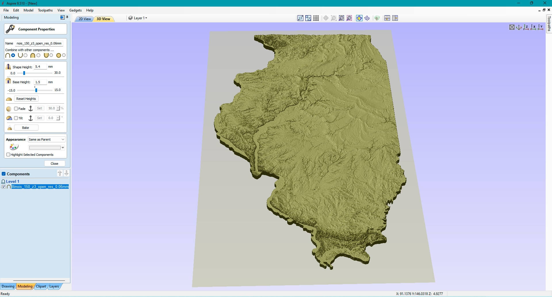 Illinois Topographic Map Stl Model by Shustrik