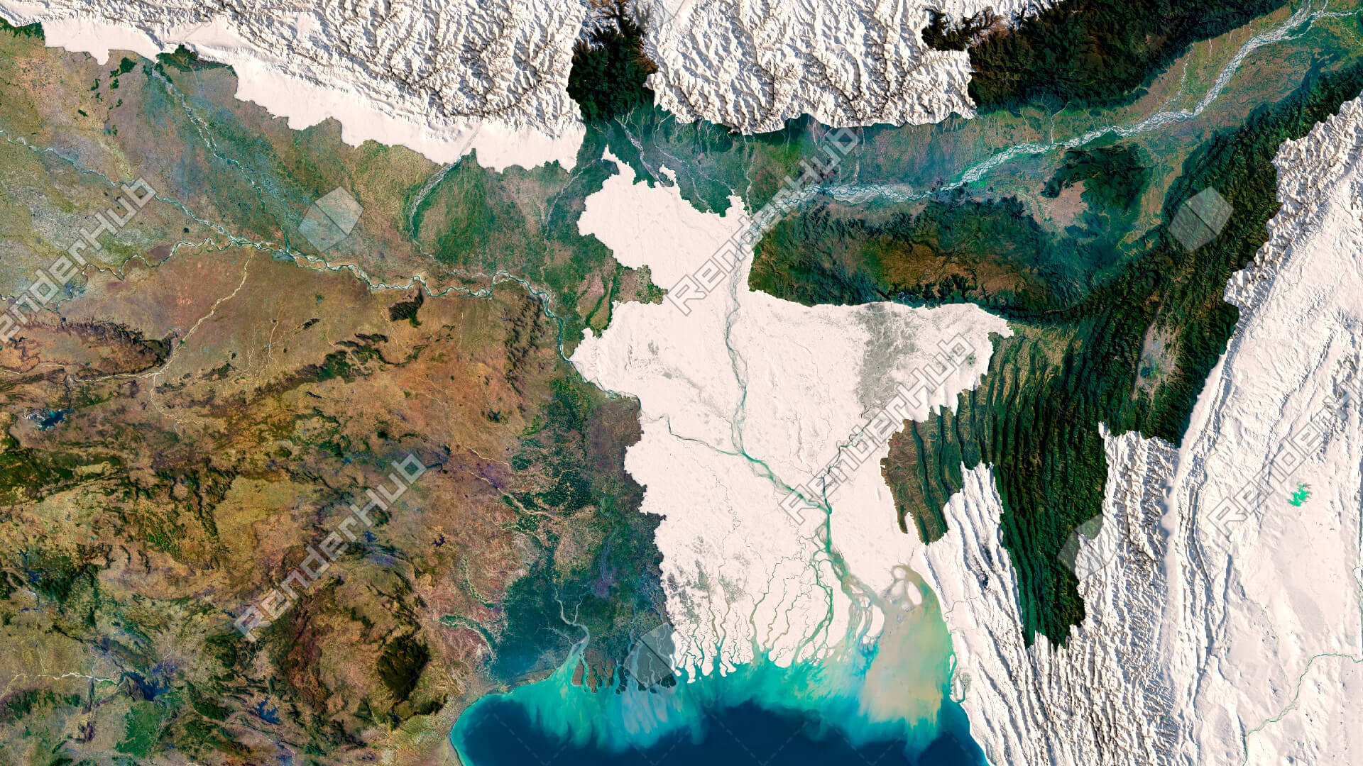 India 3D Map - Stock Image by Shustrik