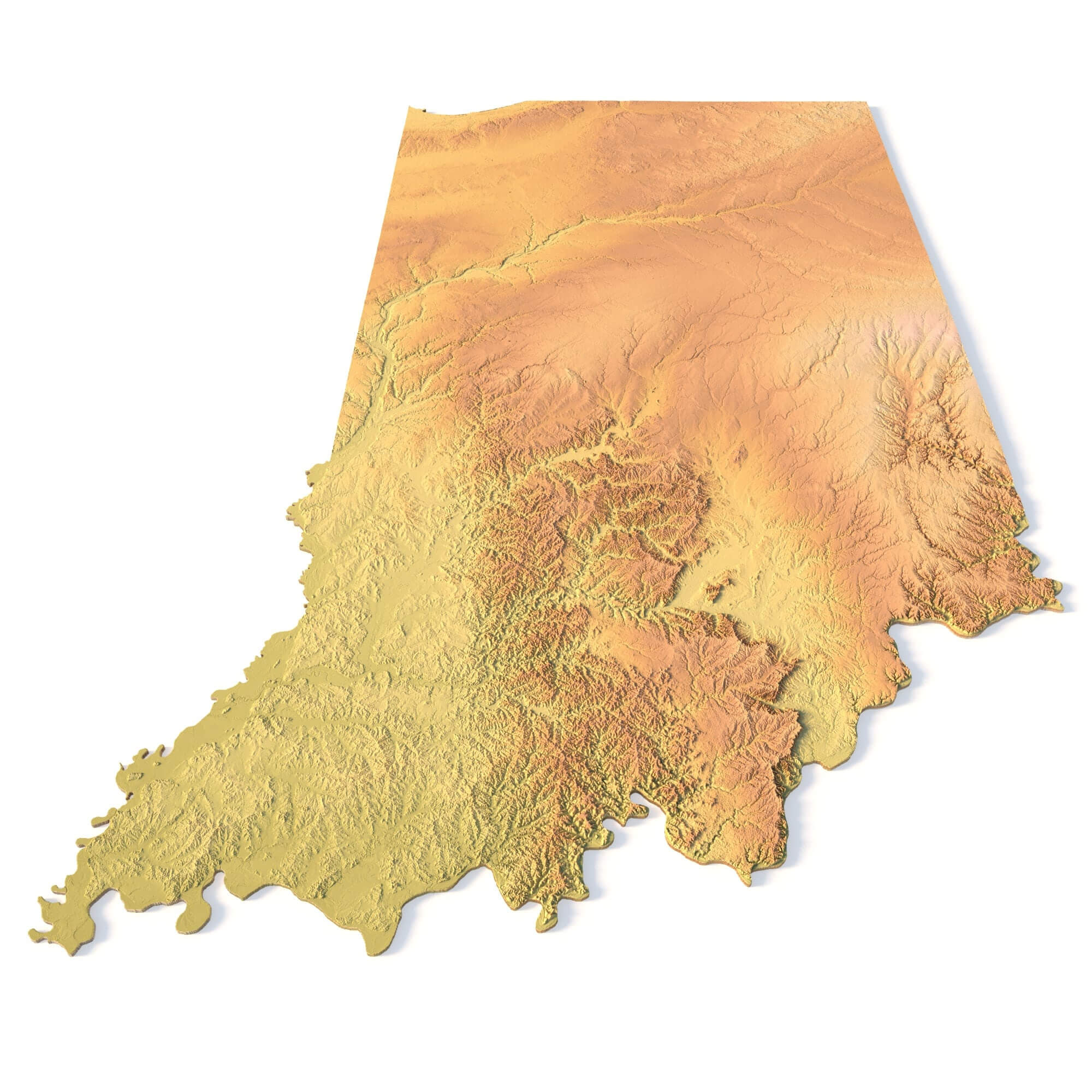 Indiana Topographic Map Stl Model by Shustrik