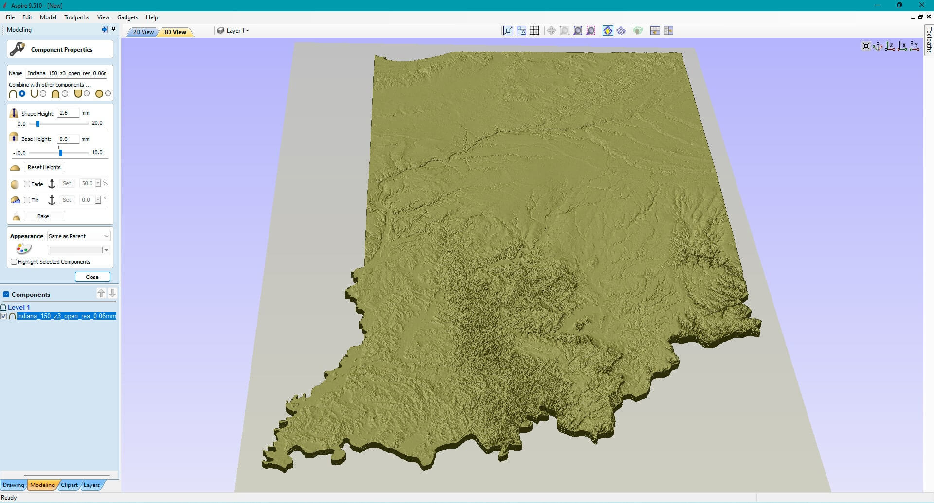 Indiana Topographic Map Stl Model by Shustrik