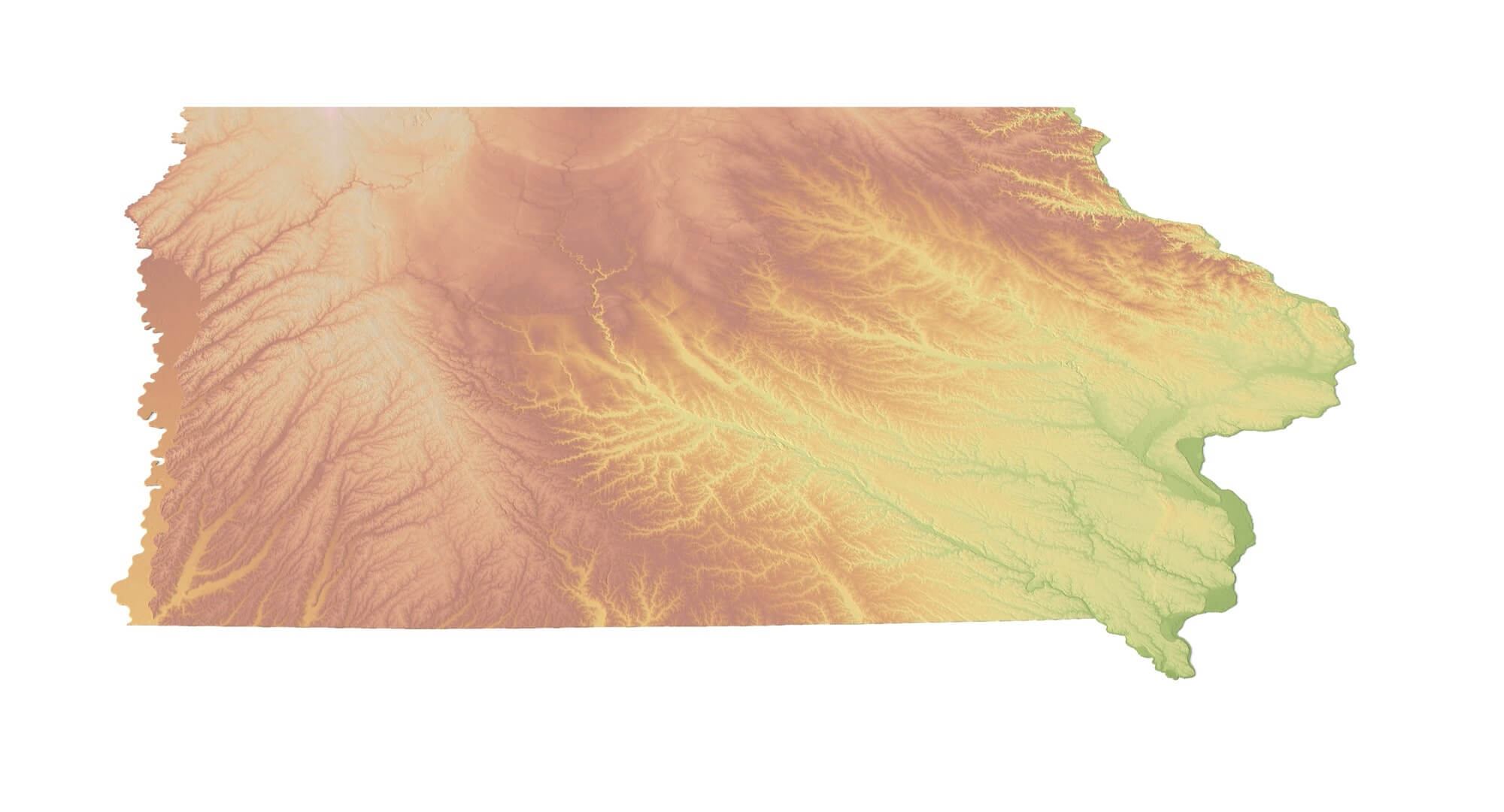 Iowa State Terrain 3D Map by Shustrik