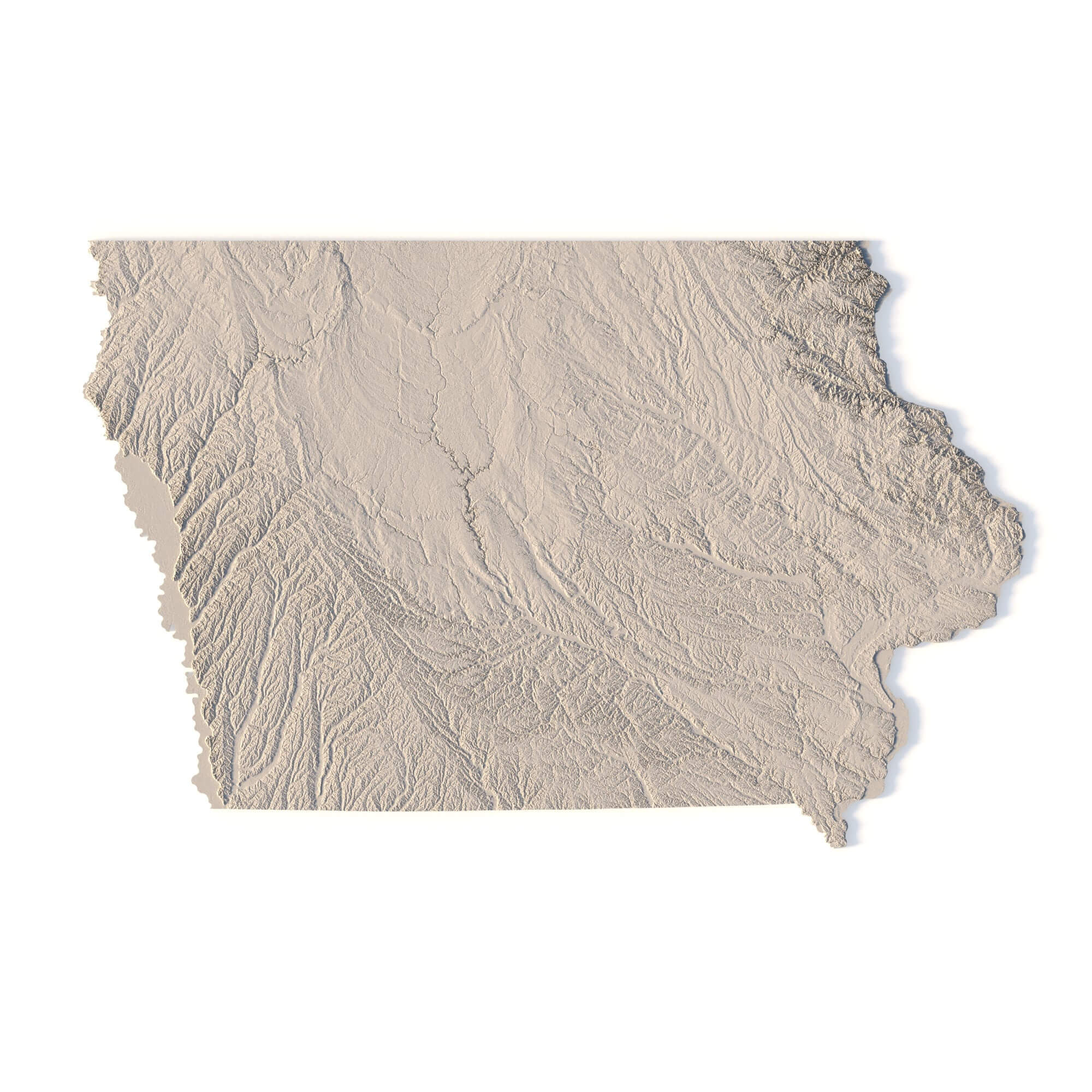 Iowa Topographic Map Stl Model by Shustrik