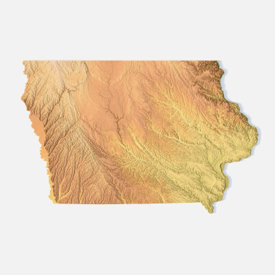 Iowa Topographic Map Stl Model by Shustrik