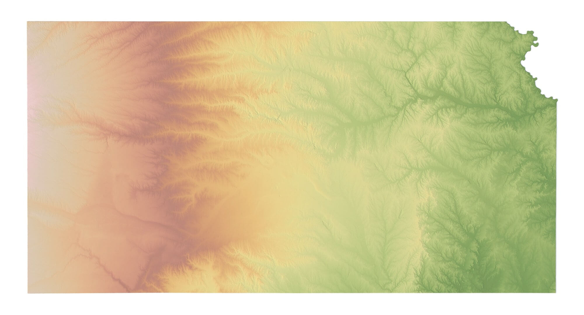 Kansas State Terrain 3D Map by Shustrik