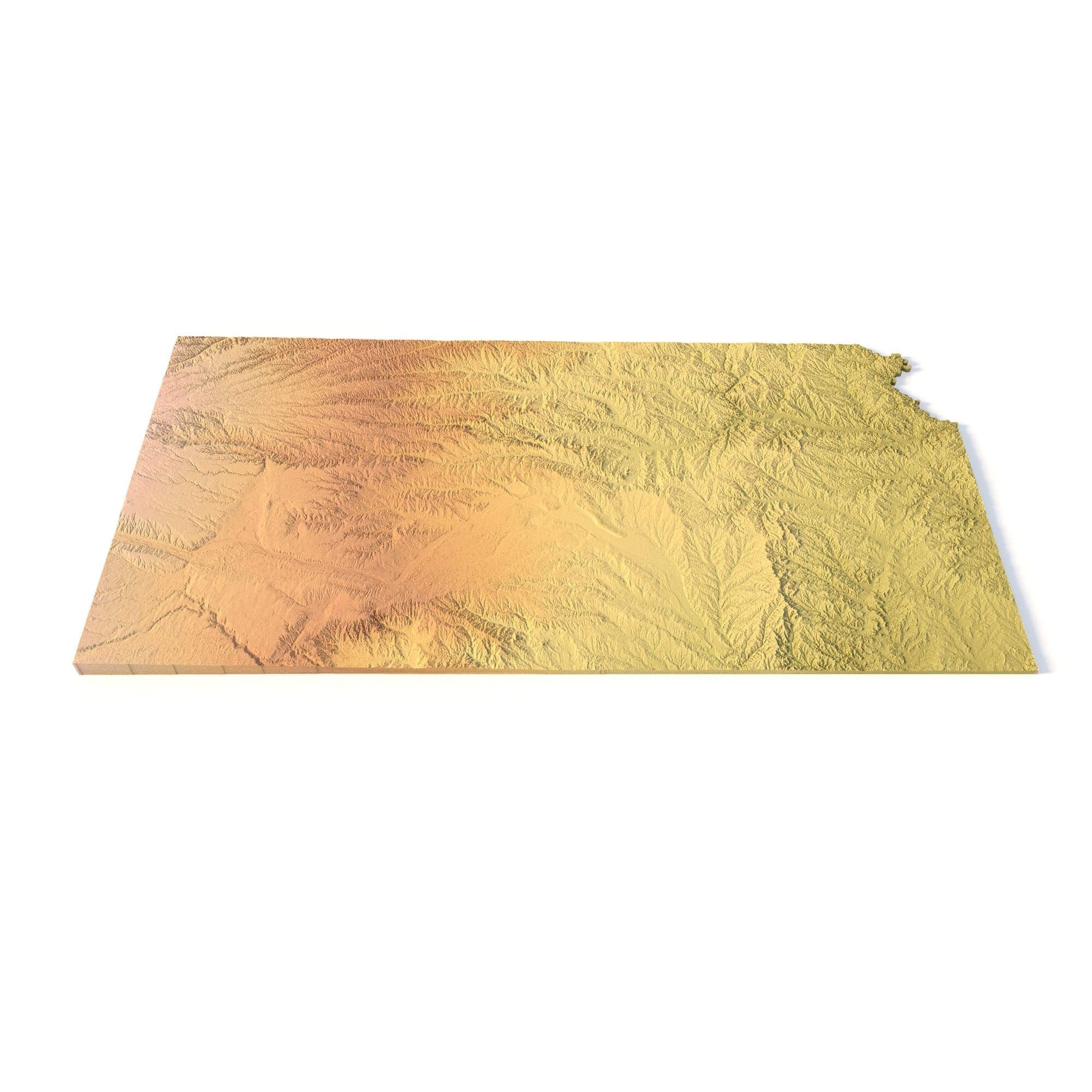 Kansas Topographic Map Stl Model by Shustrik