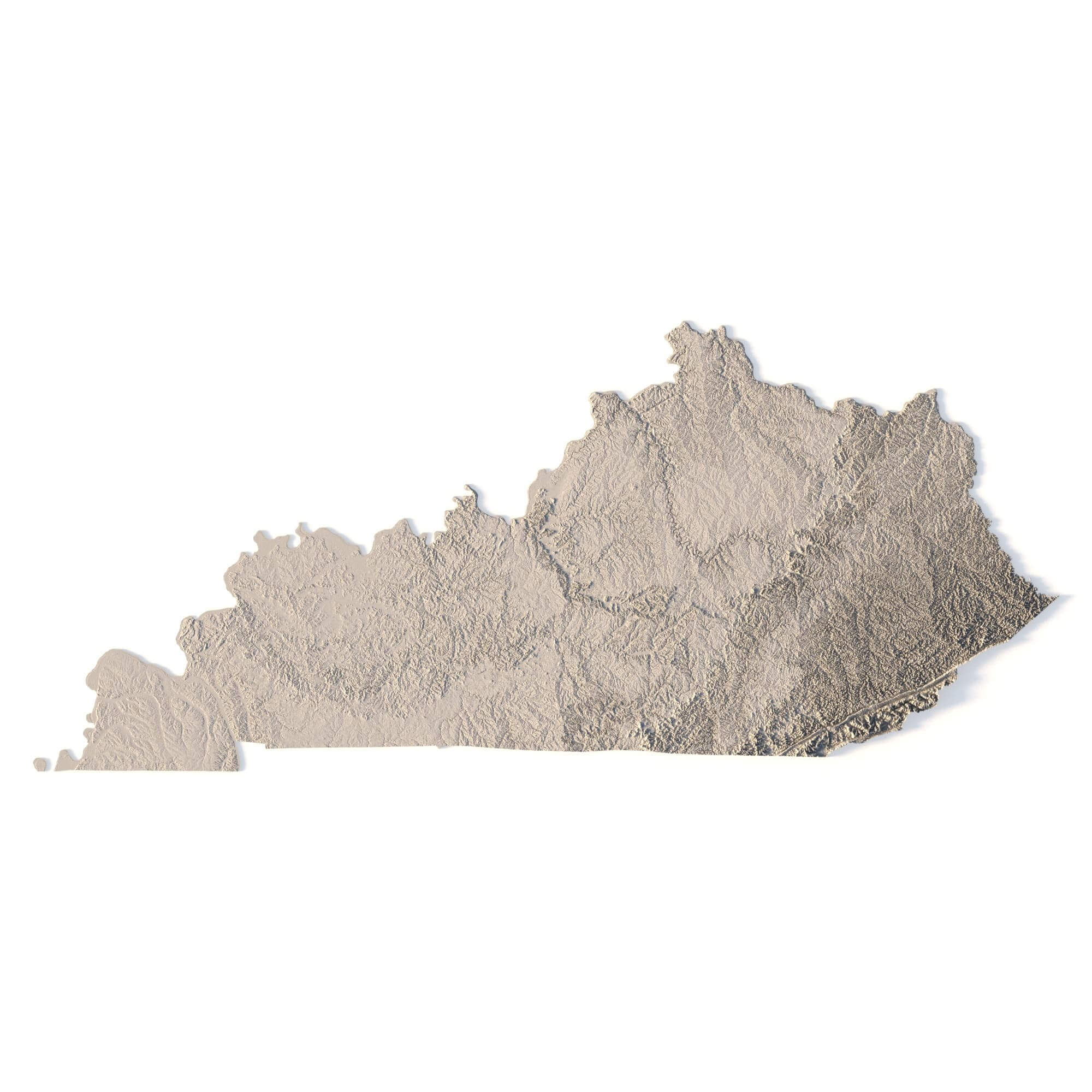 Kentucky Topographic Map Stl Model by Shustrik