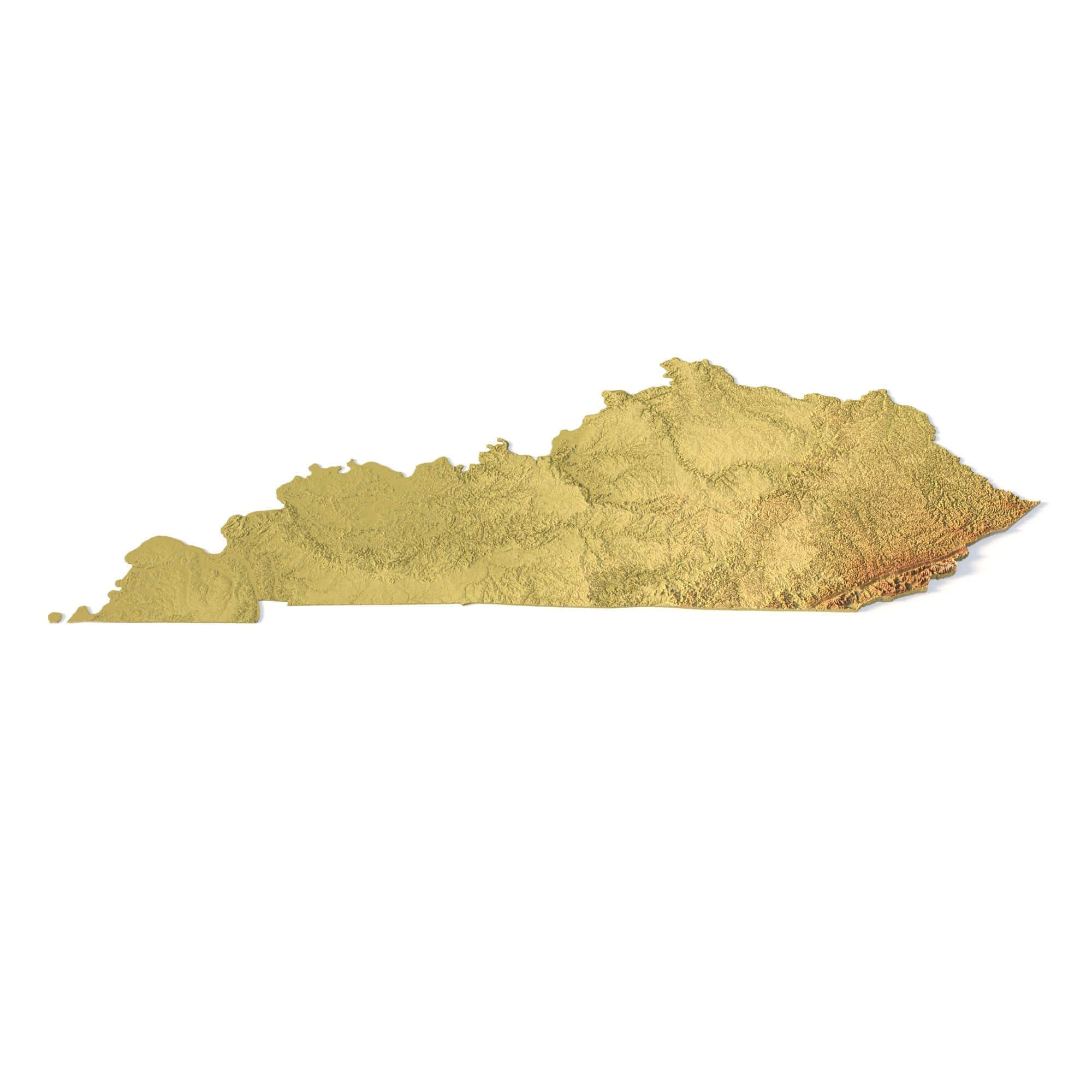 Kentucky Topographic Map Stl Model by Shustrik