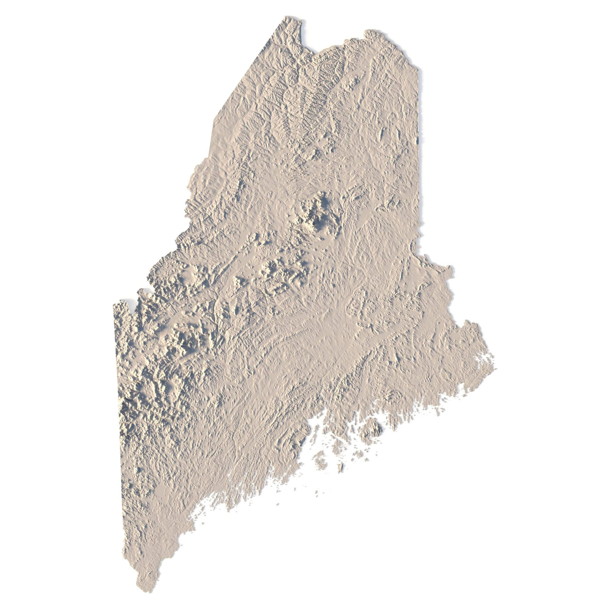 Maine Topographic Map Stl Model by Shustrik