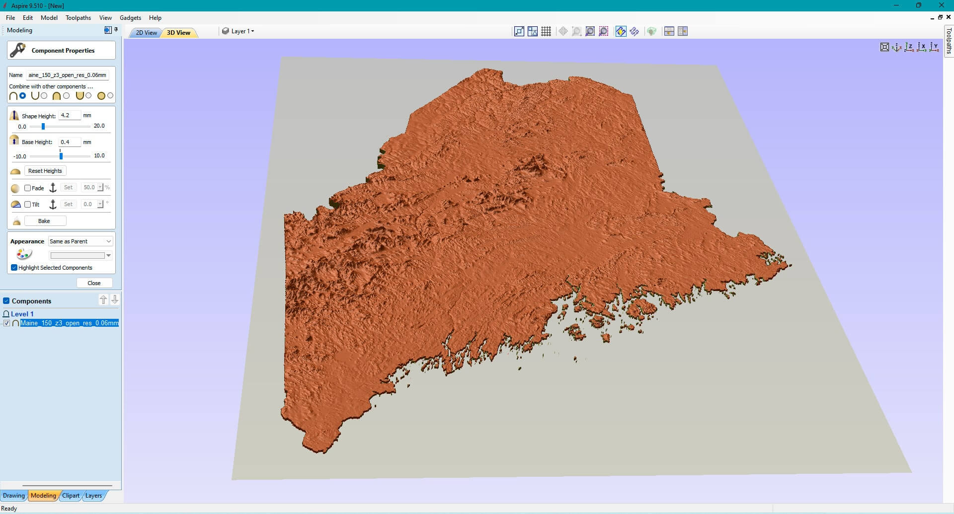 Maine Topographic Map Stl Model by Shustrik