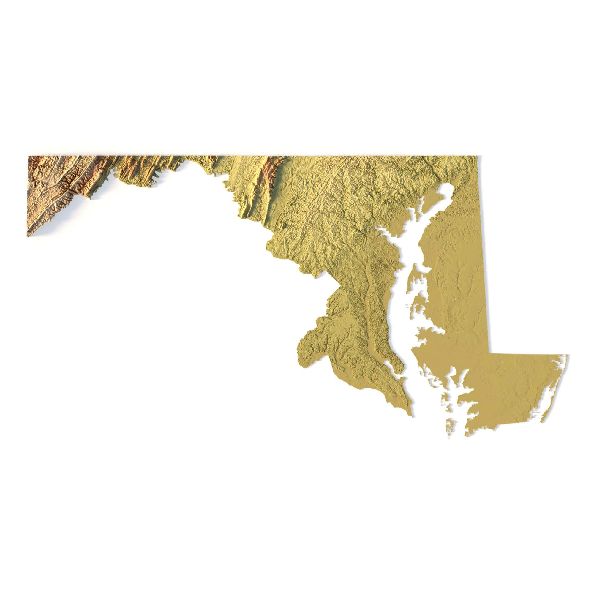 Maryland Topographic Map Stl Model by Shustrik