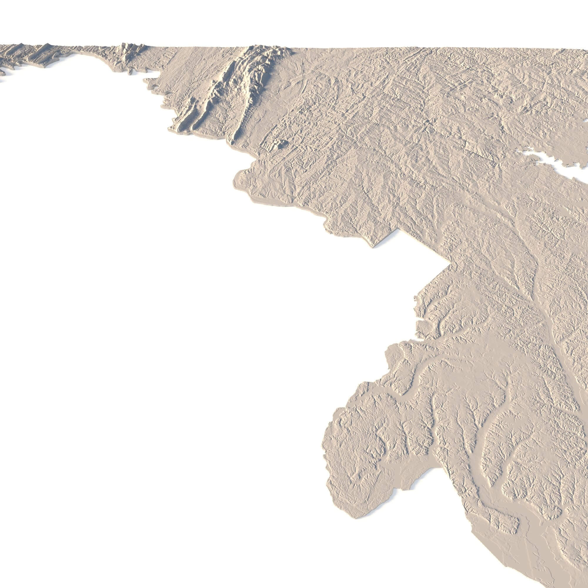 Maryland Topographic Map Stl Model by Shustrik