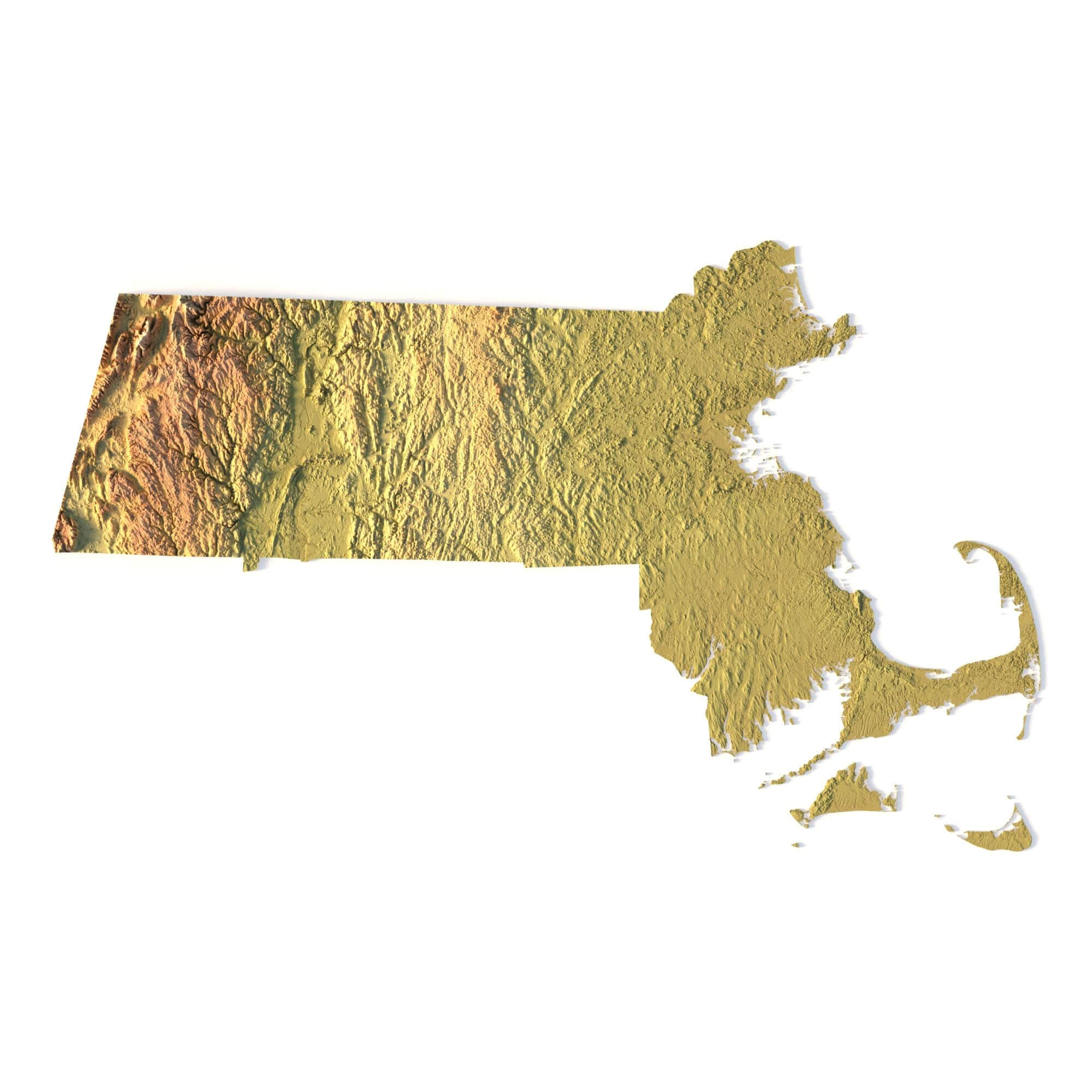 Massachusetts Topographic Map Stl Model by Shustrik