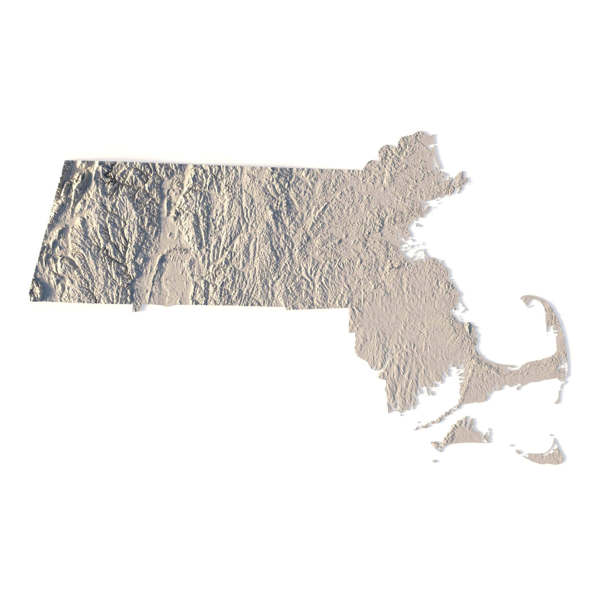 Massachusetts Topographic Map Stl Model by Shustrik