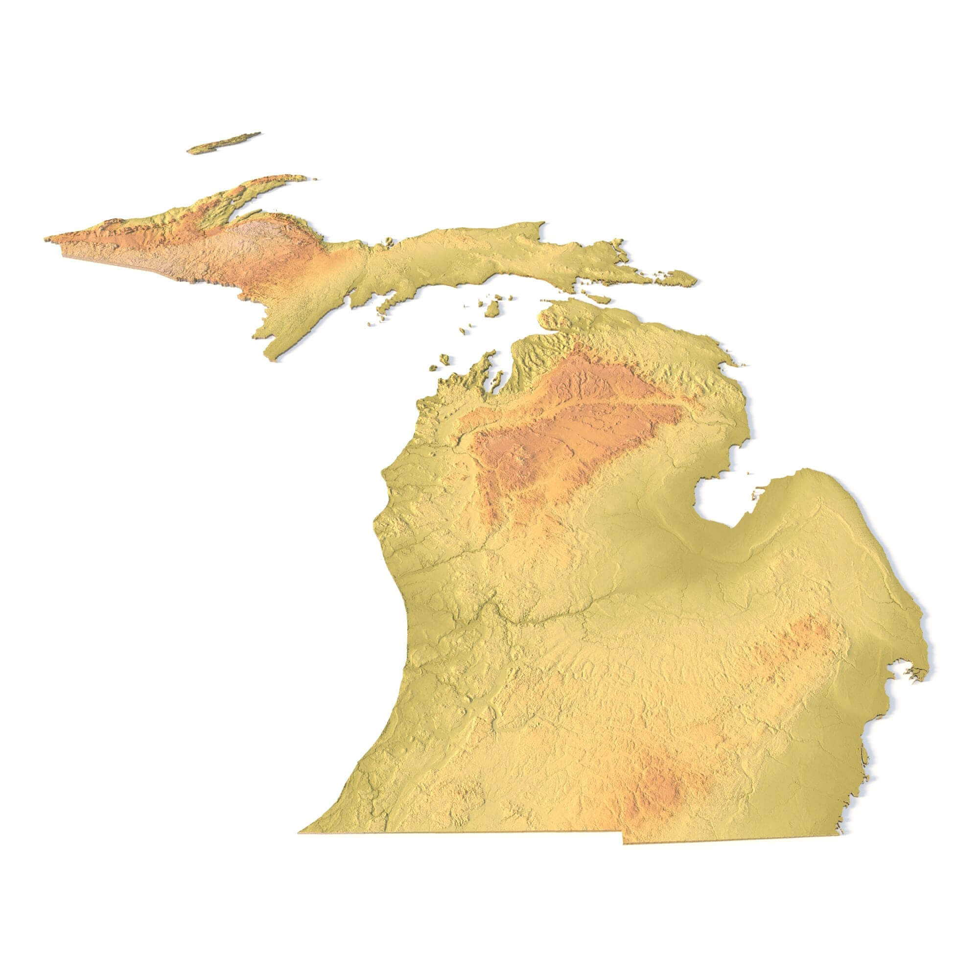 Michigan Topographic Map Stl Model by Shustrik