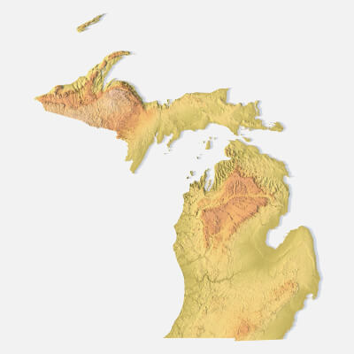 Michigan Topographic Map Stl Model by Shustrik