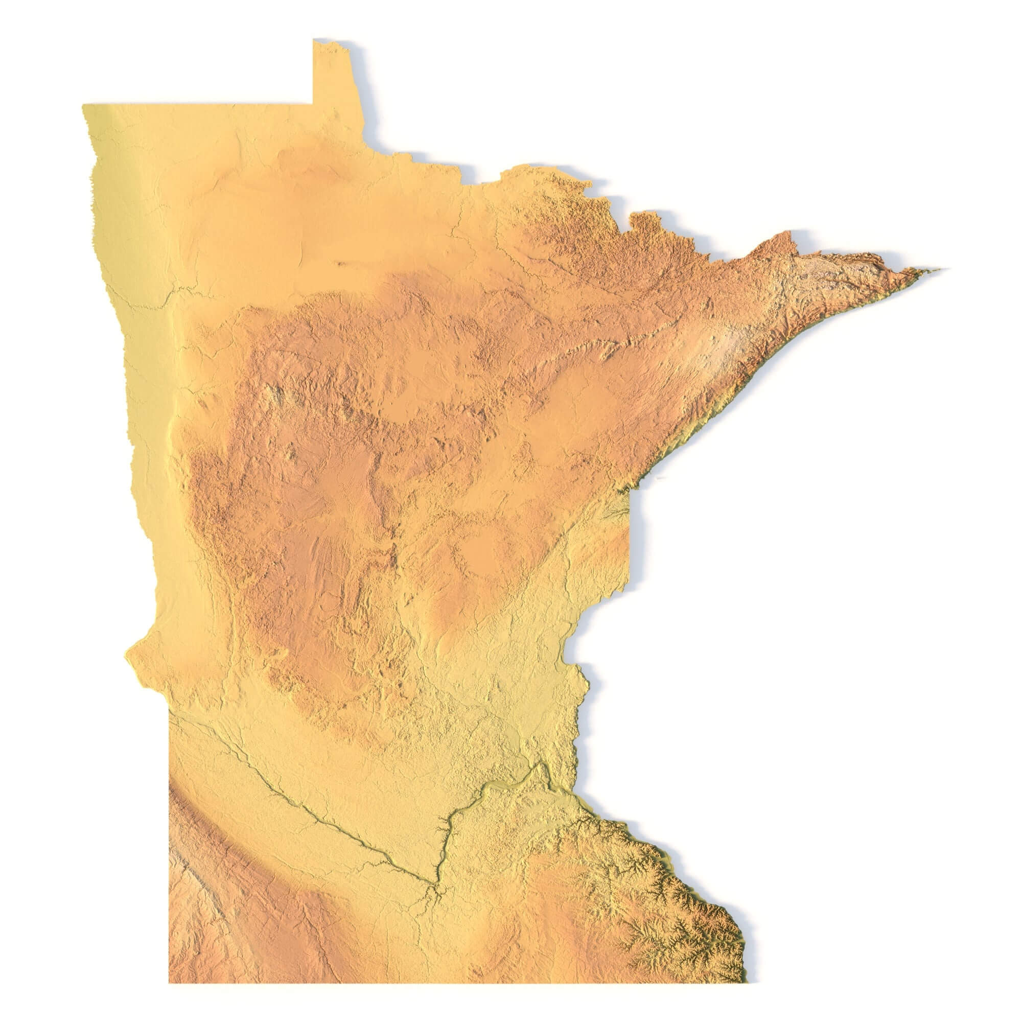 Minnesota Topographic Map Stl Model by Shustrik