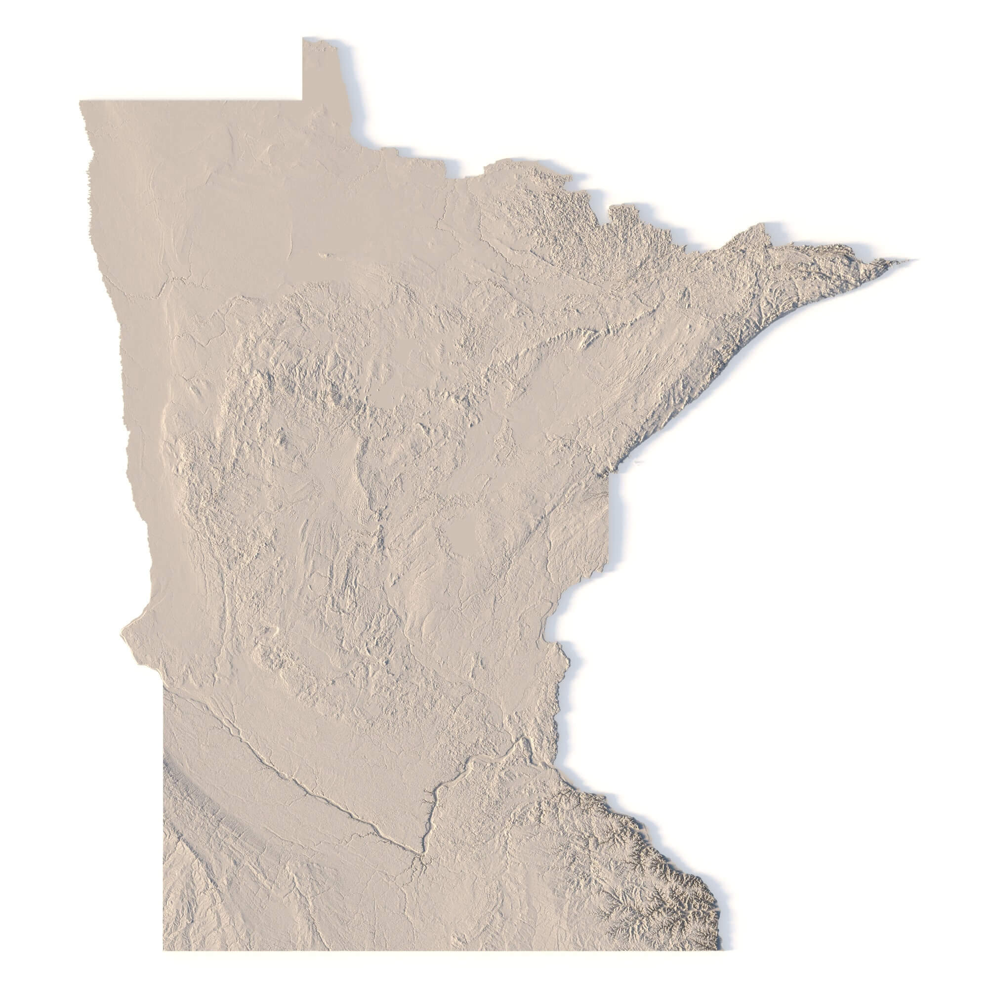 Minnesota Topographic Map Stl Model by Shustrik
