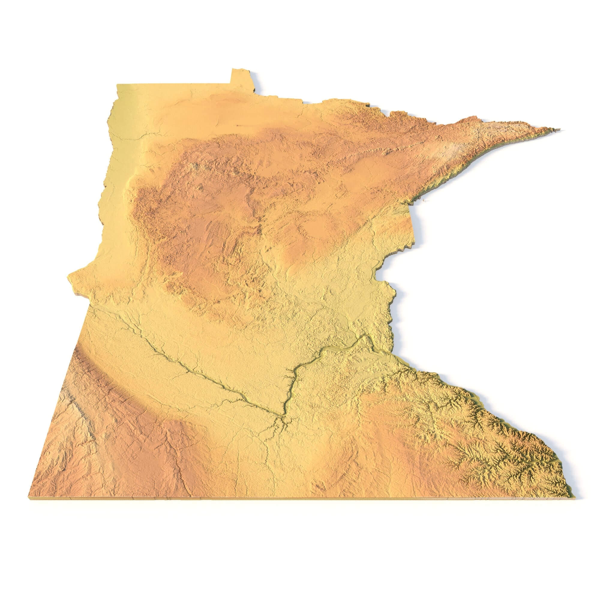 Minnesota Topographic Map Stl Model by Shustrik