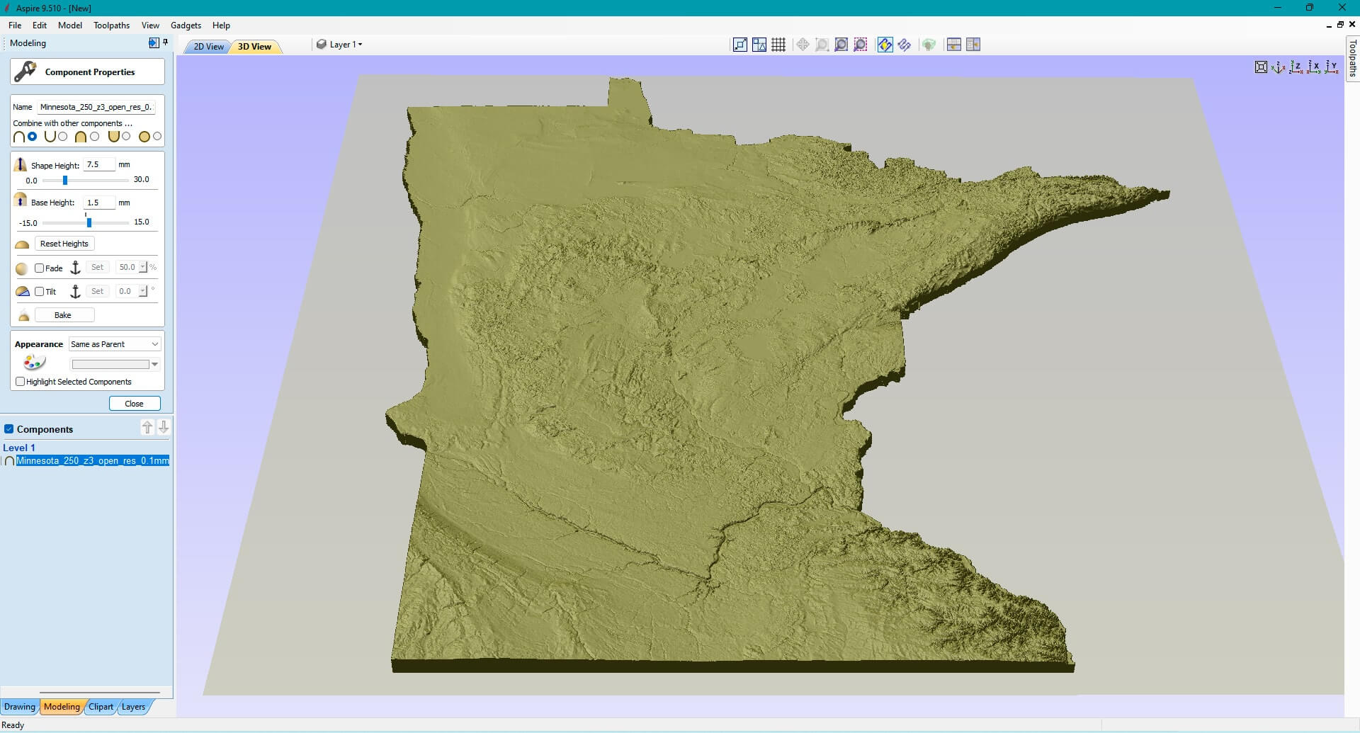 Minnesota Topographic Map Stl Model by Shustrik