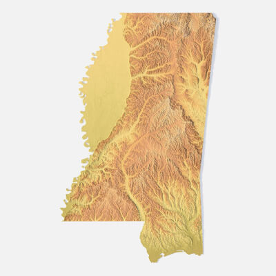 Mississippi Topographic Map Stl Model by Shustrik