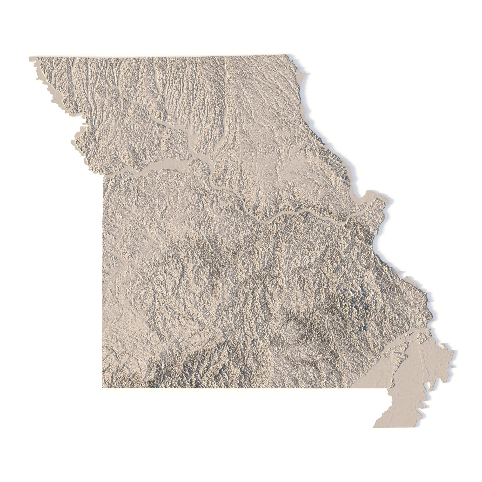 Missouri Topographic Map Stl Model by Shustrik