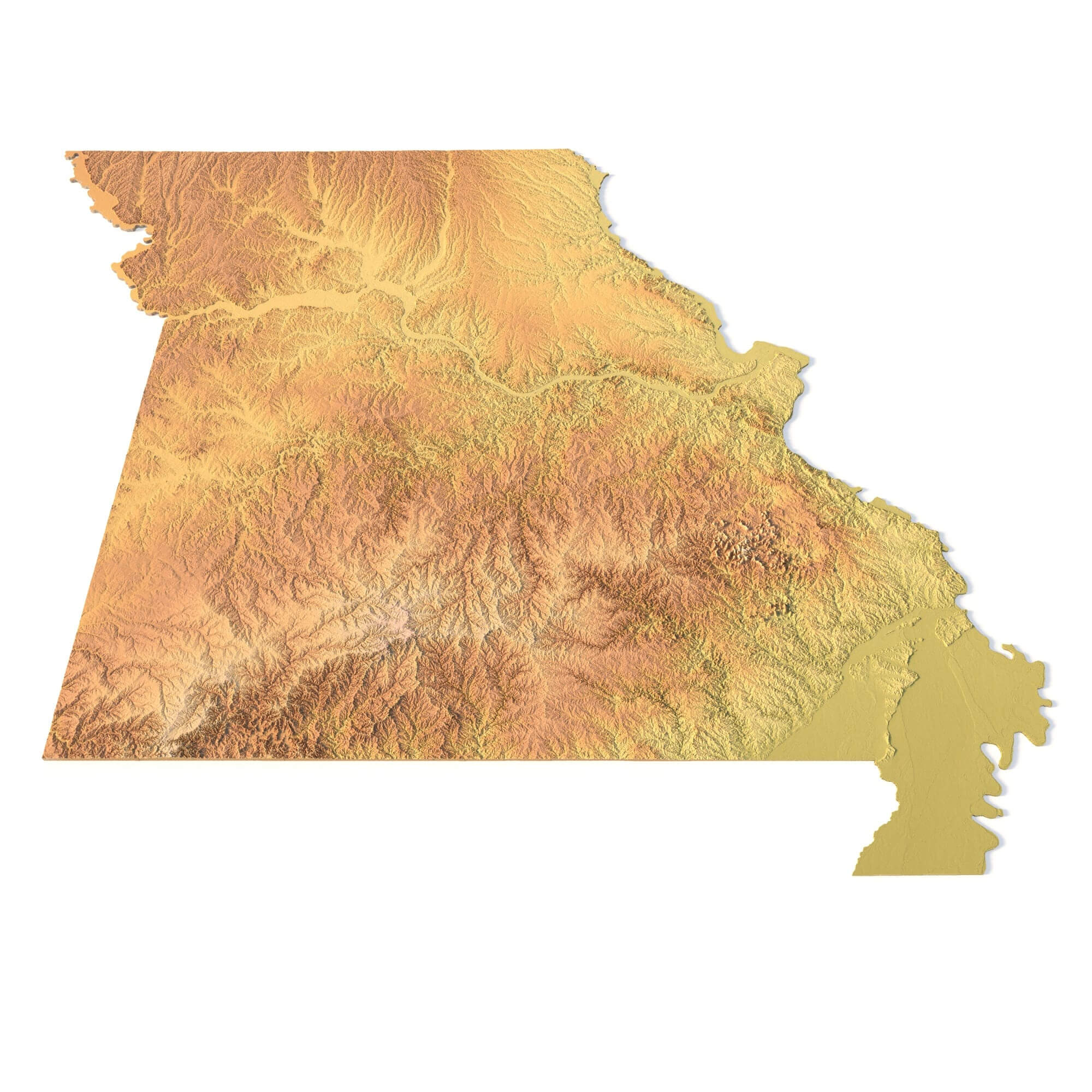 Missouri Topographic Map Stl Model by Shustrik