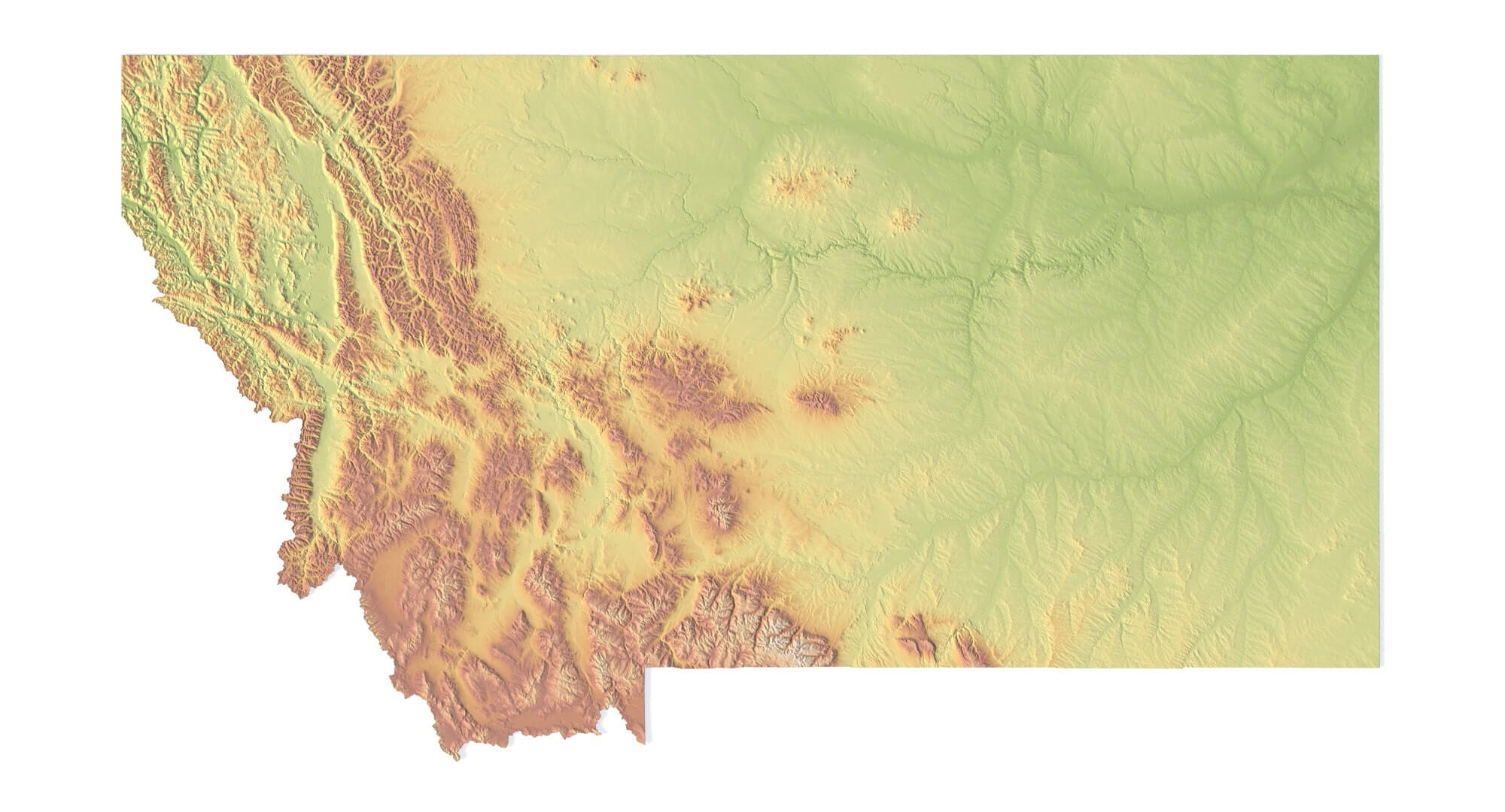 Montana State Terrain 3D Map by Shustrik