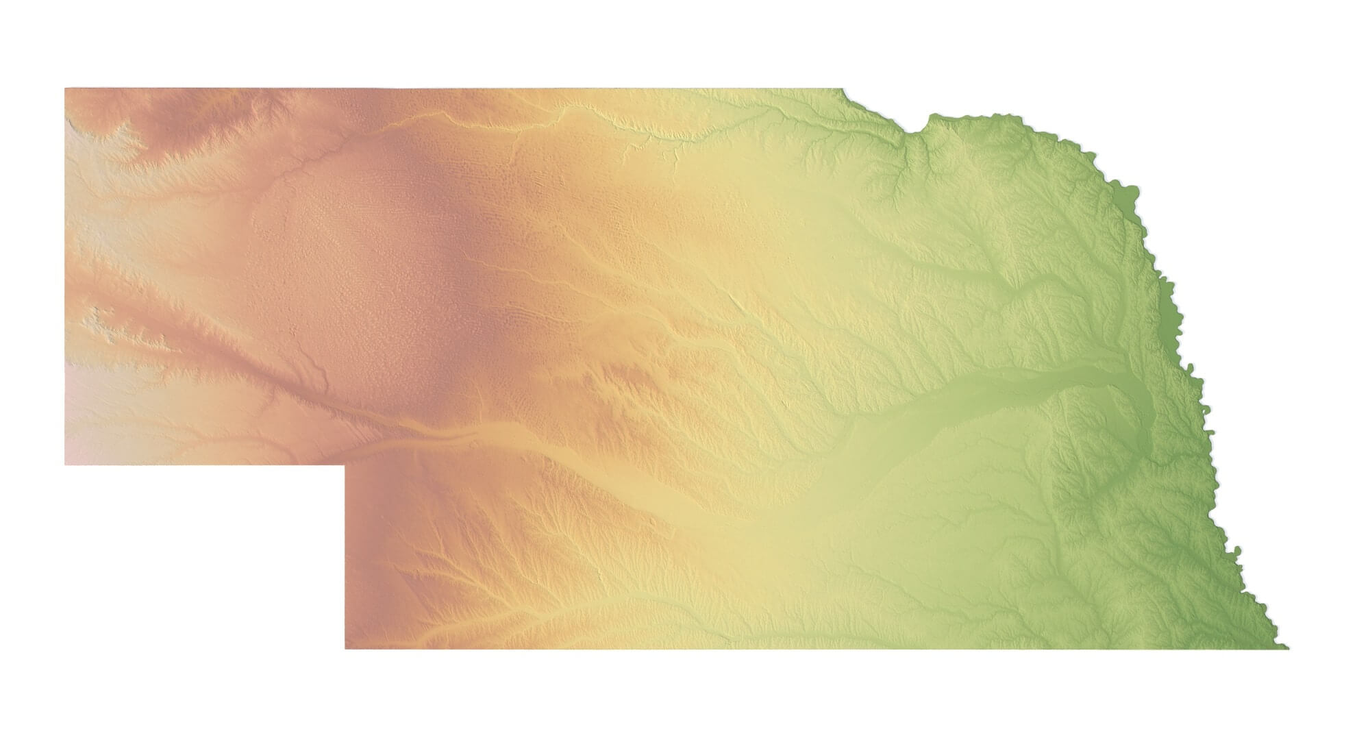 Nebraska State Terrain 3D Map by Shustrik