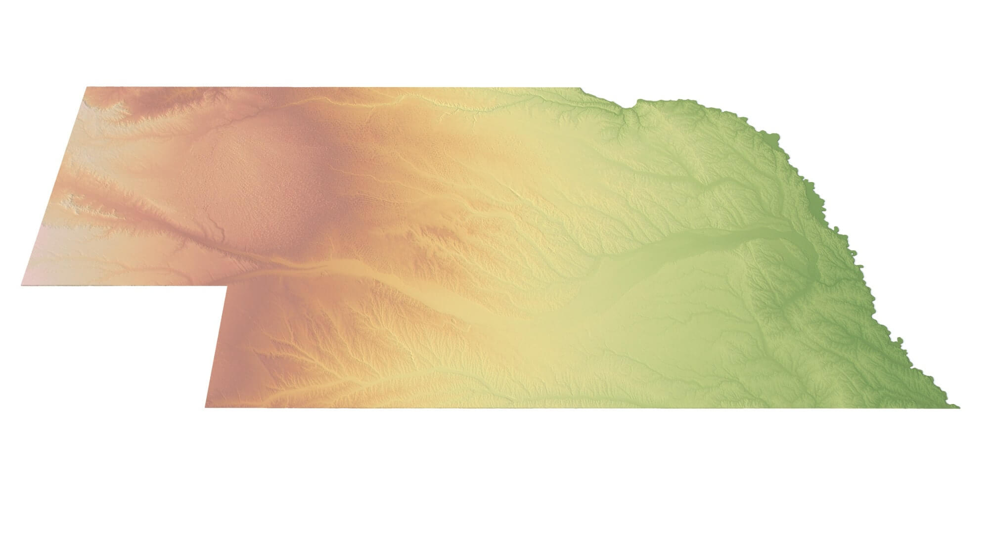 Nebraska State Terrain 3D Map by Shustrik