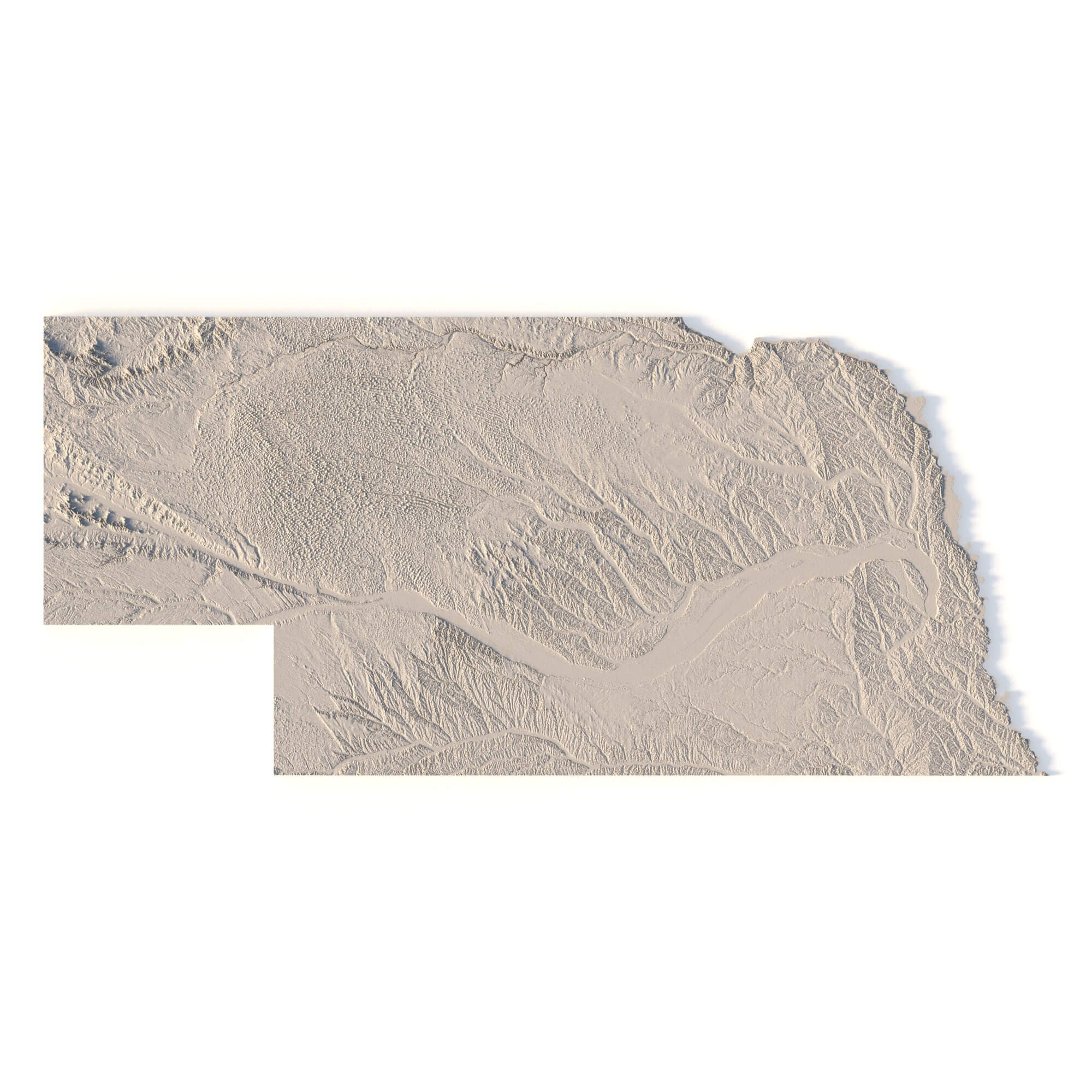 Nebraska Topographic Map Stl Model by Shustrik