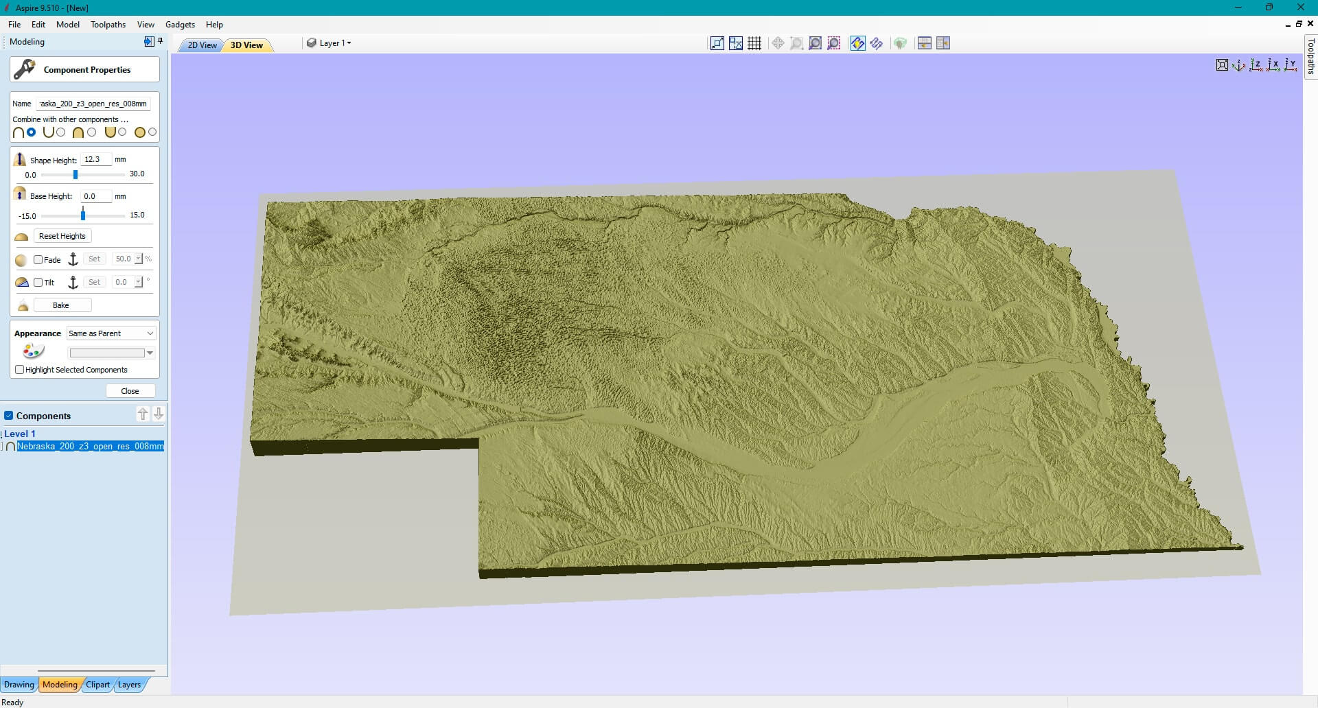 Nebraska Topographic Map Stl Model by Shustrik