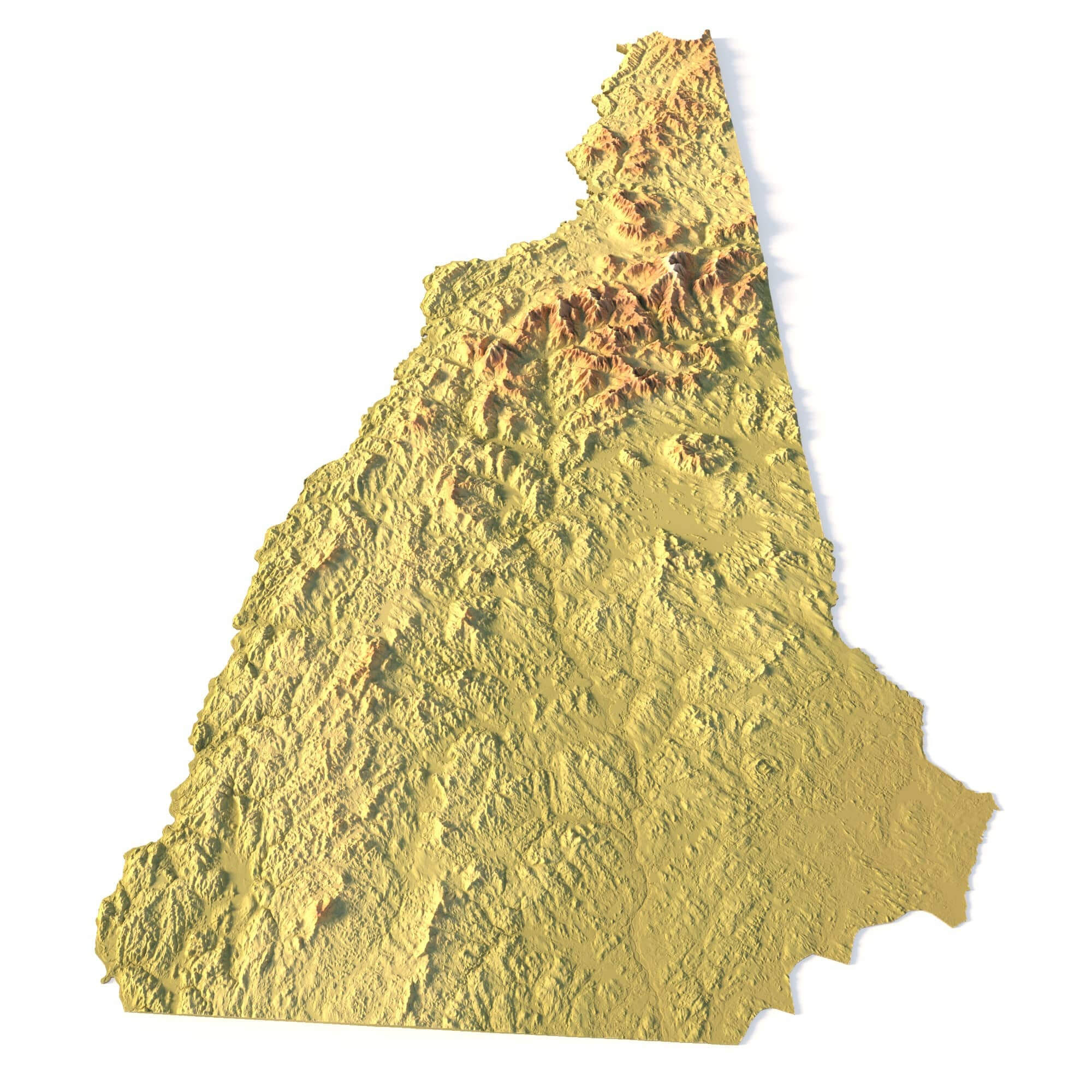 New Hampshire Topographic Map Stl Model by Shustrik