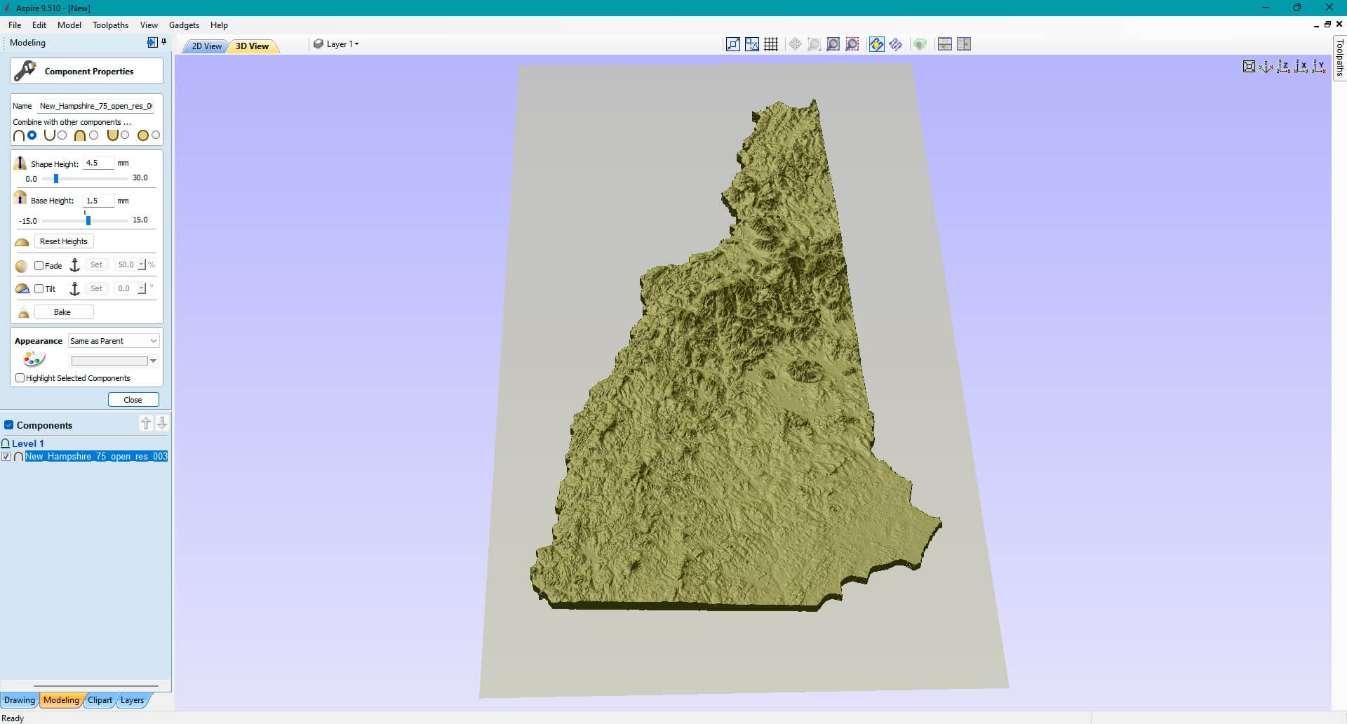 New Hampshire Topographic Map Stl Model by Shustrik