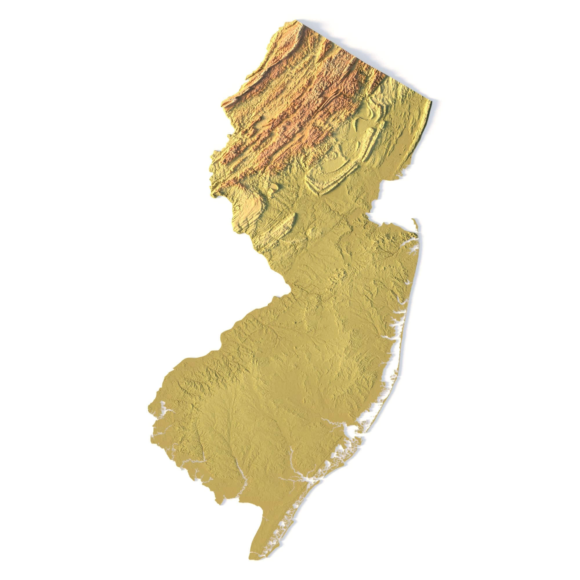 New Jersey Topographic Map Stl Model by Shustrik