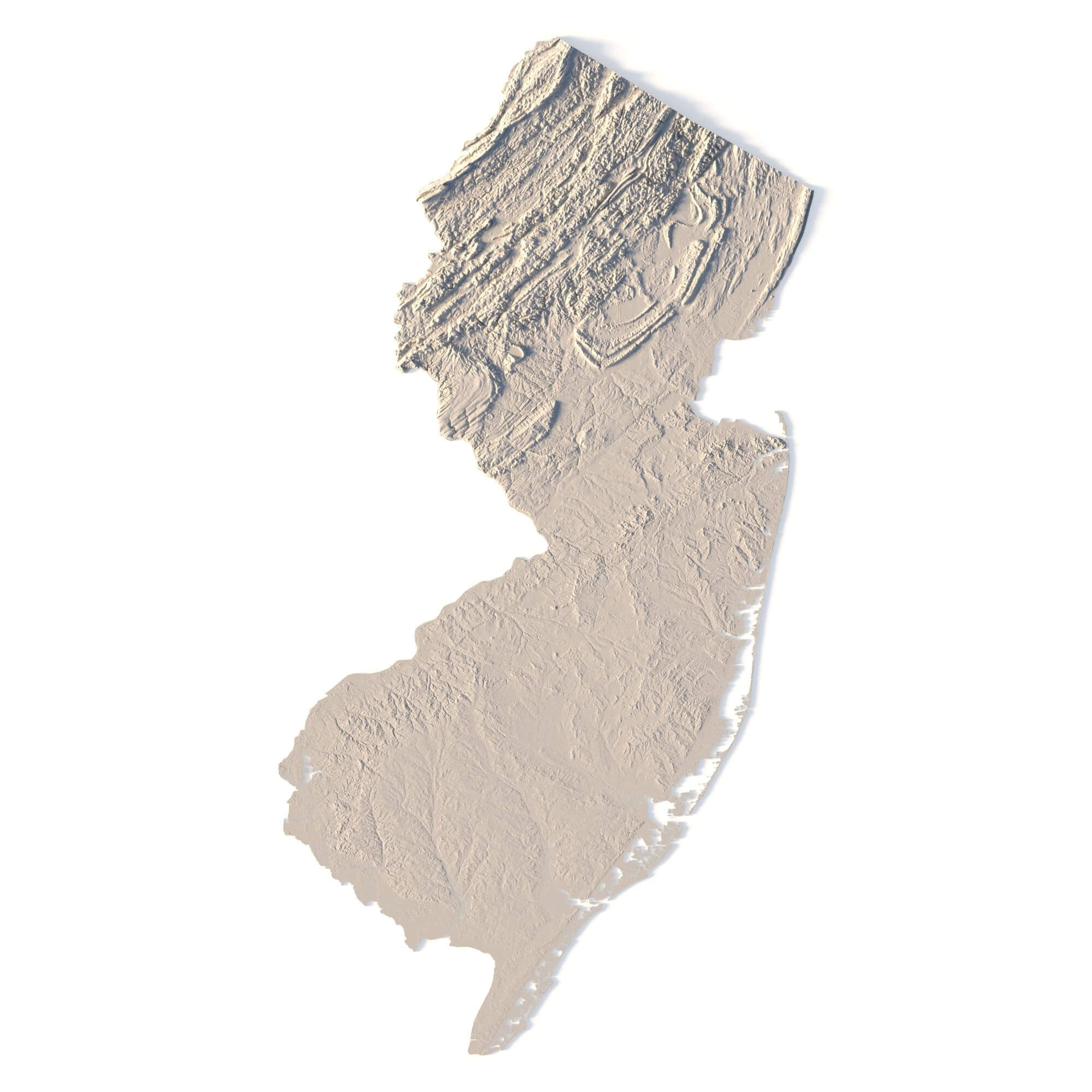 New Jersey Topographic Map Stl Model by Shustrik