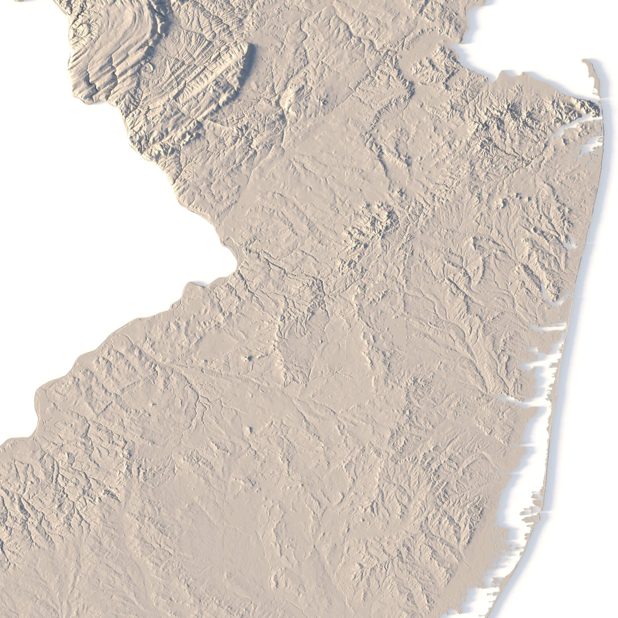 New Jersey Topographic Map Stl Model by Shustrik