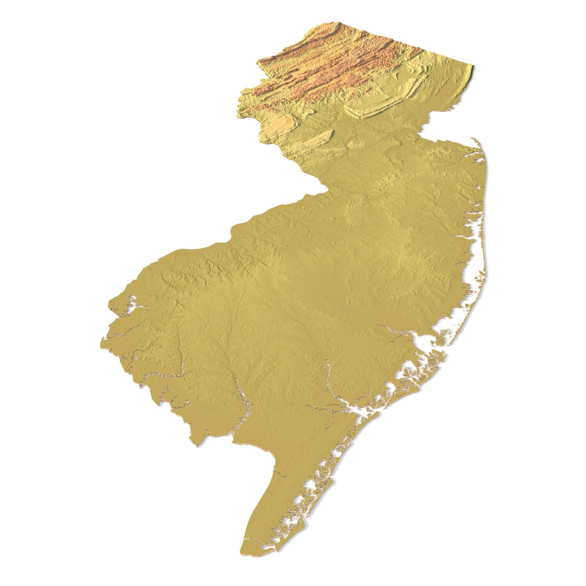New Jersey Topographic Map Stl Model by Shustrik