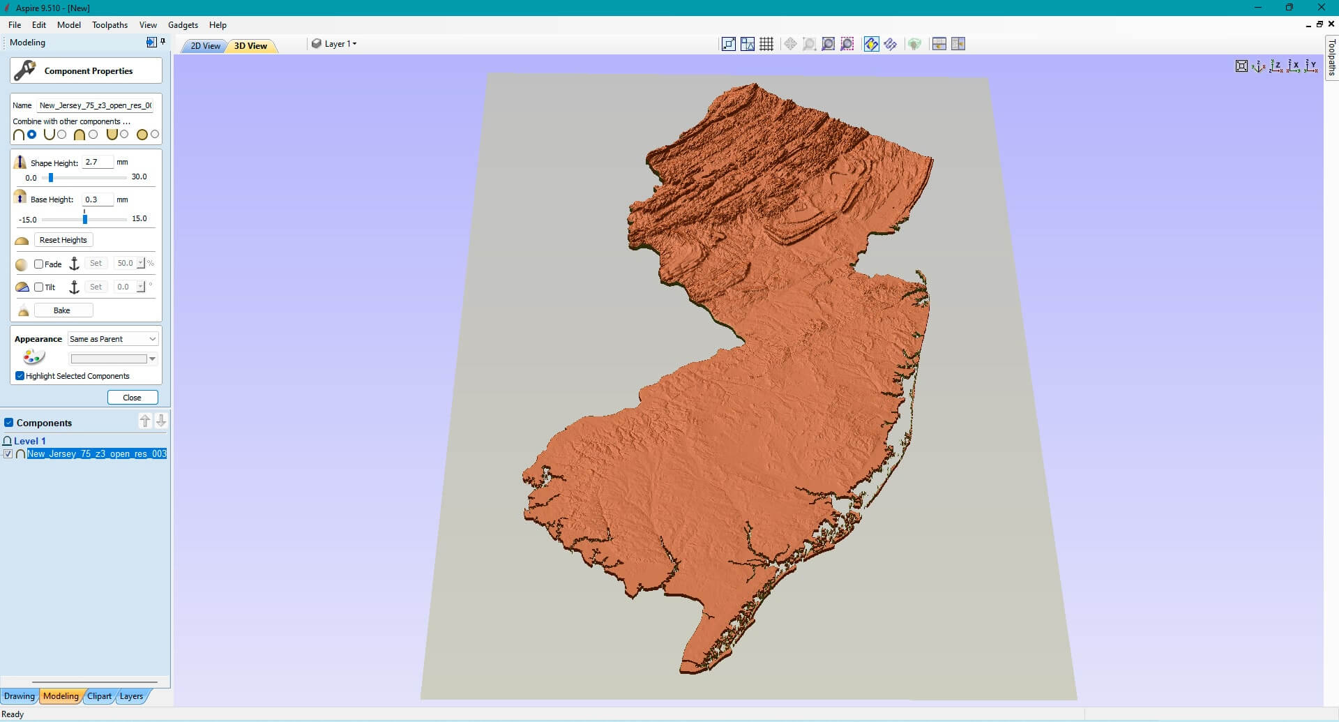 New Jersey Topographic Map Stl Model by Shustrik