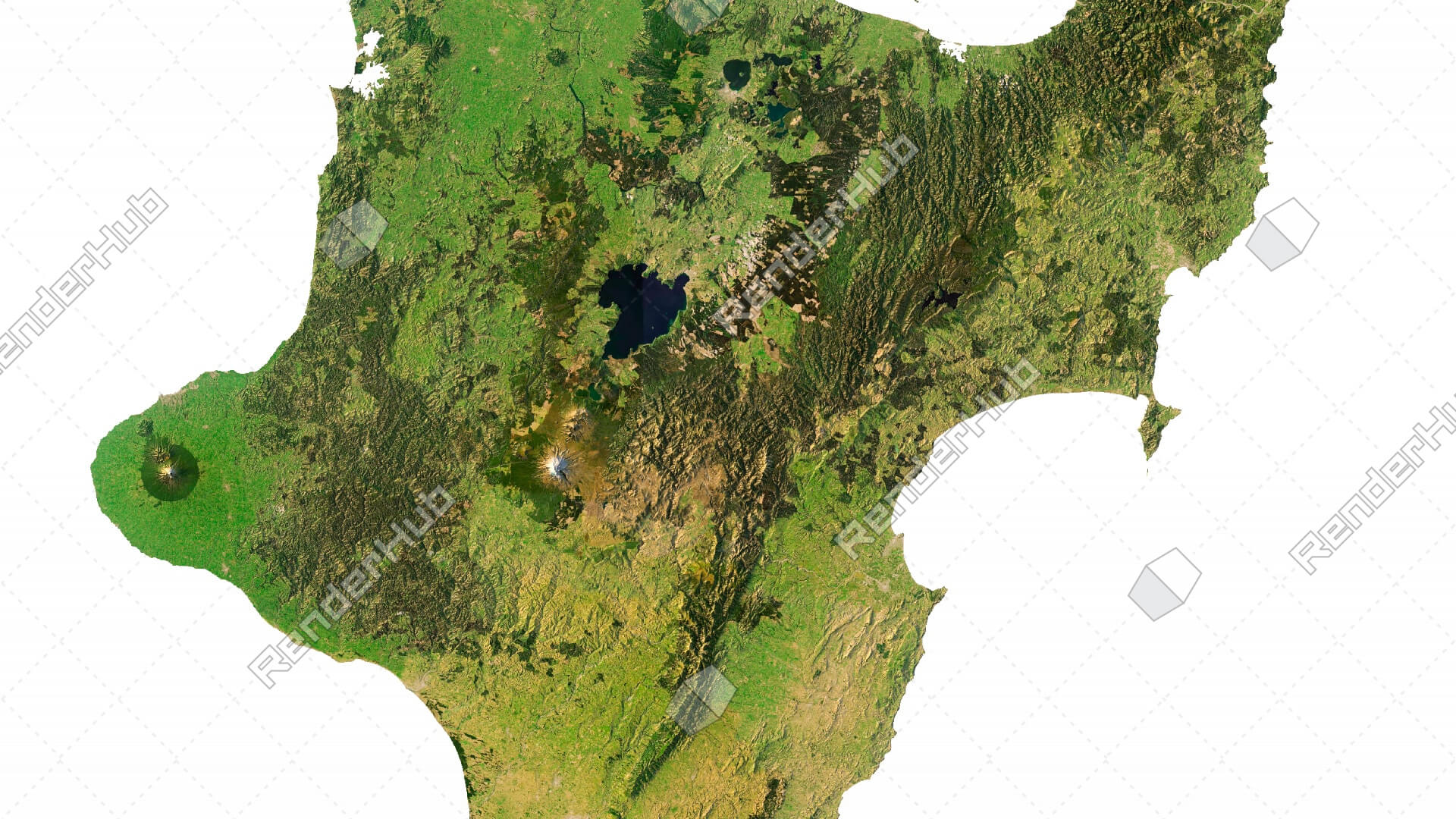 New Zealand 3D Map Render - Stock Image by Shustrik